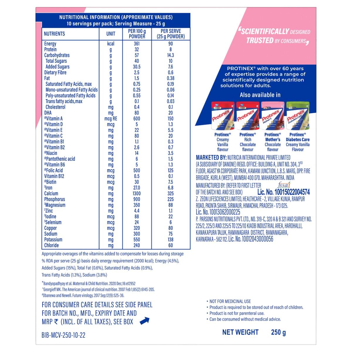 Protinex Mother's Creamy Vanilla Flavour Nutritional Drink Powder, 250 ...