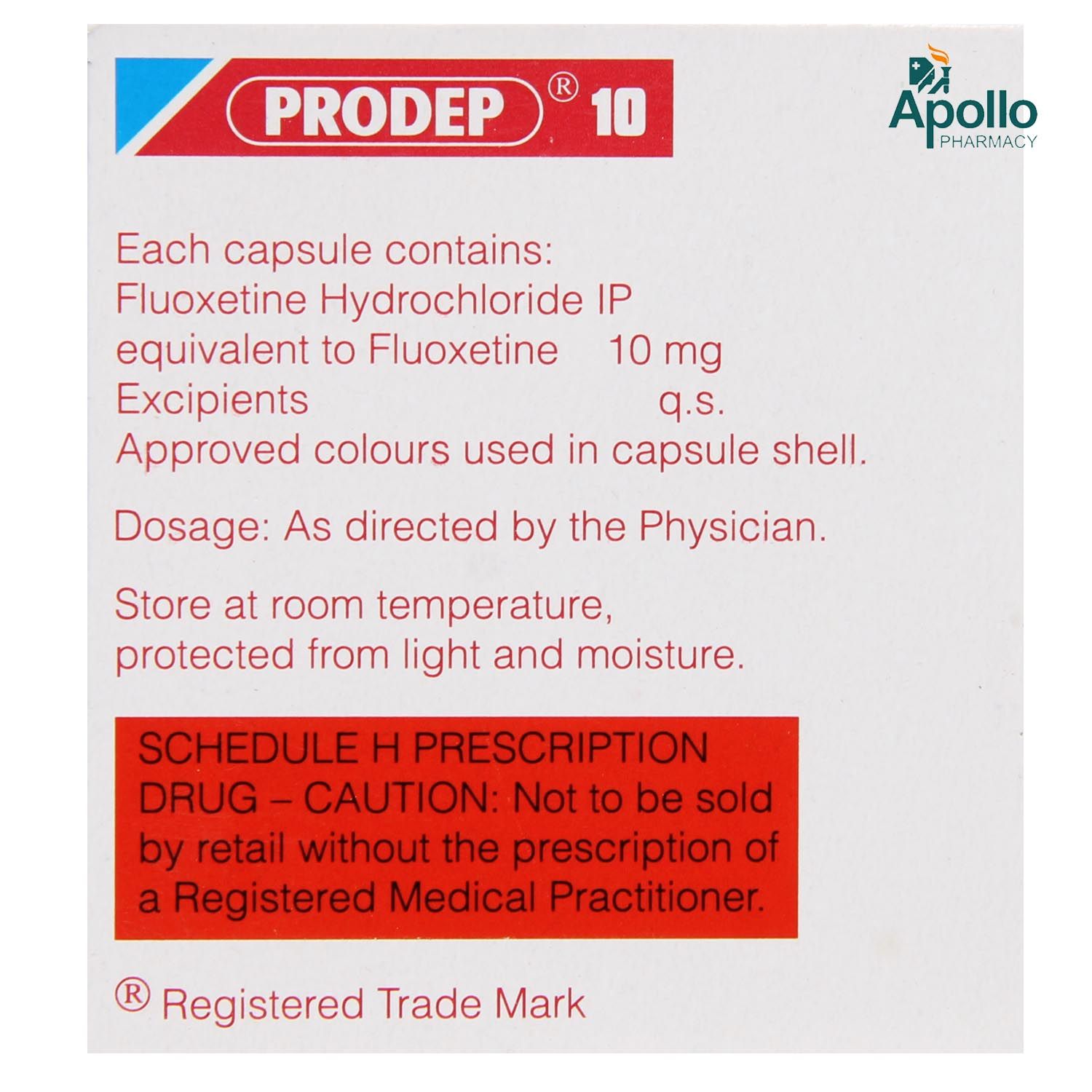 Prodep 10 Capsule 10's Price, Uses, Side Effects, Composition - Apollo ...