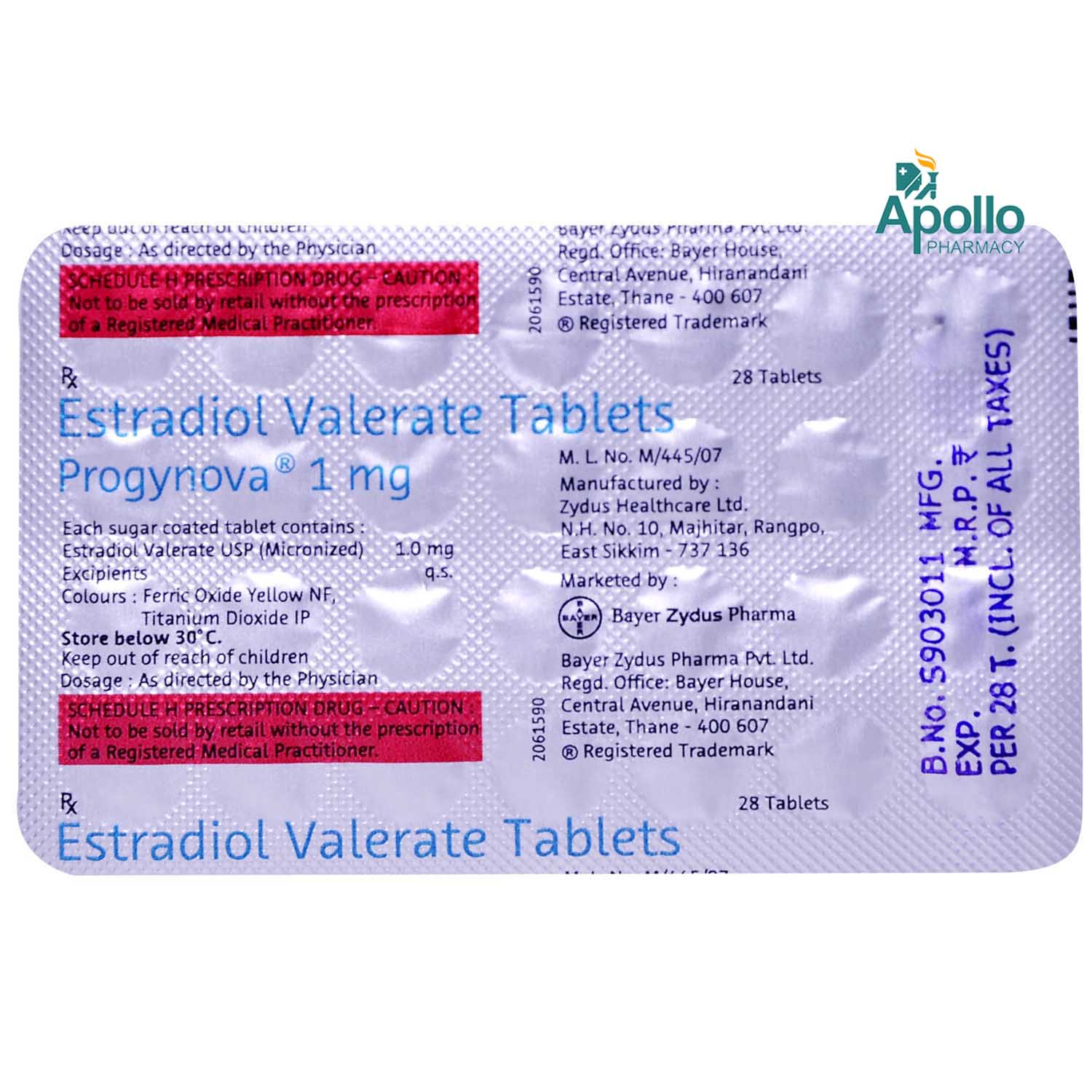 Progynova 1 mg Tablet 28's Price, Uses, Side Effects, Composition - Apollo Pharmacy