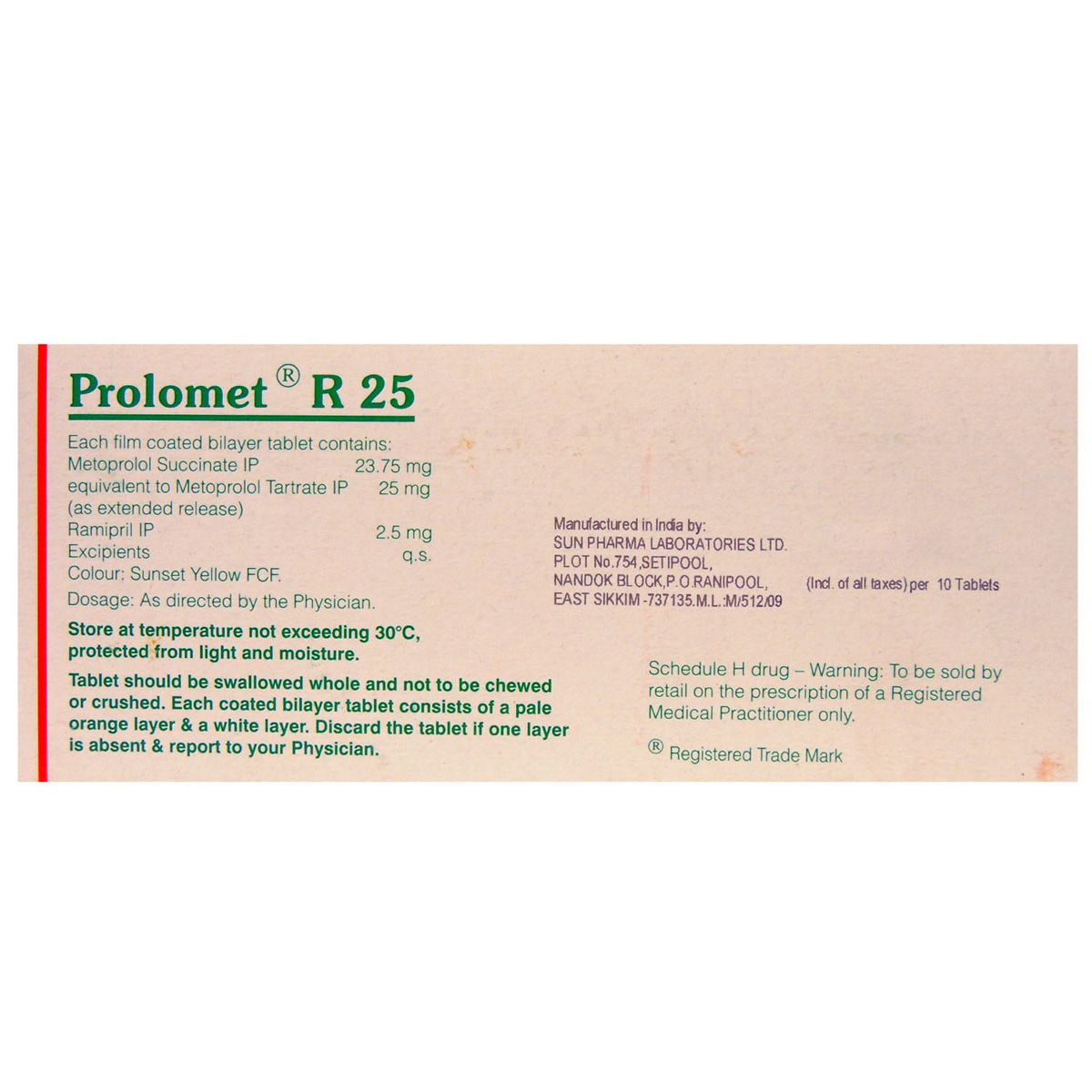 Prolomet R 25 Tablet 10's Price, Uses, Side Effects, Composition ...