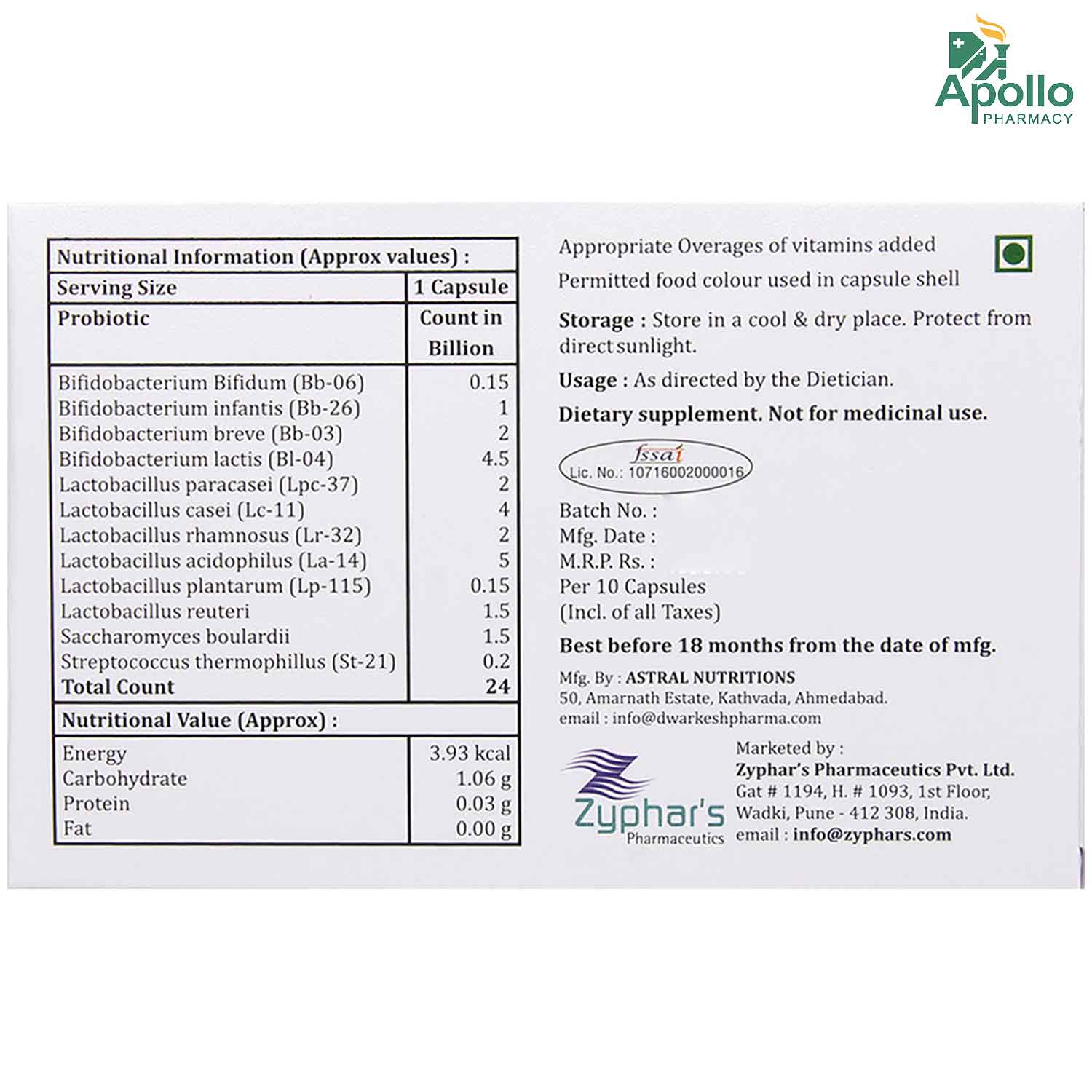 Procraft 24 Capsule 10's Price, Uses, Side Effects, Composition - Apollo Pharmacy