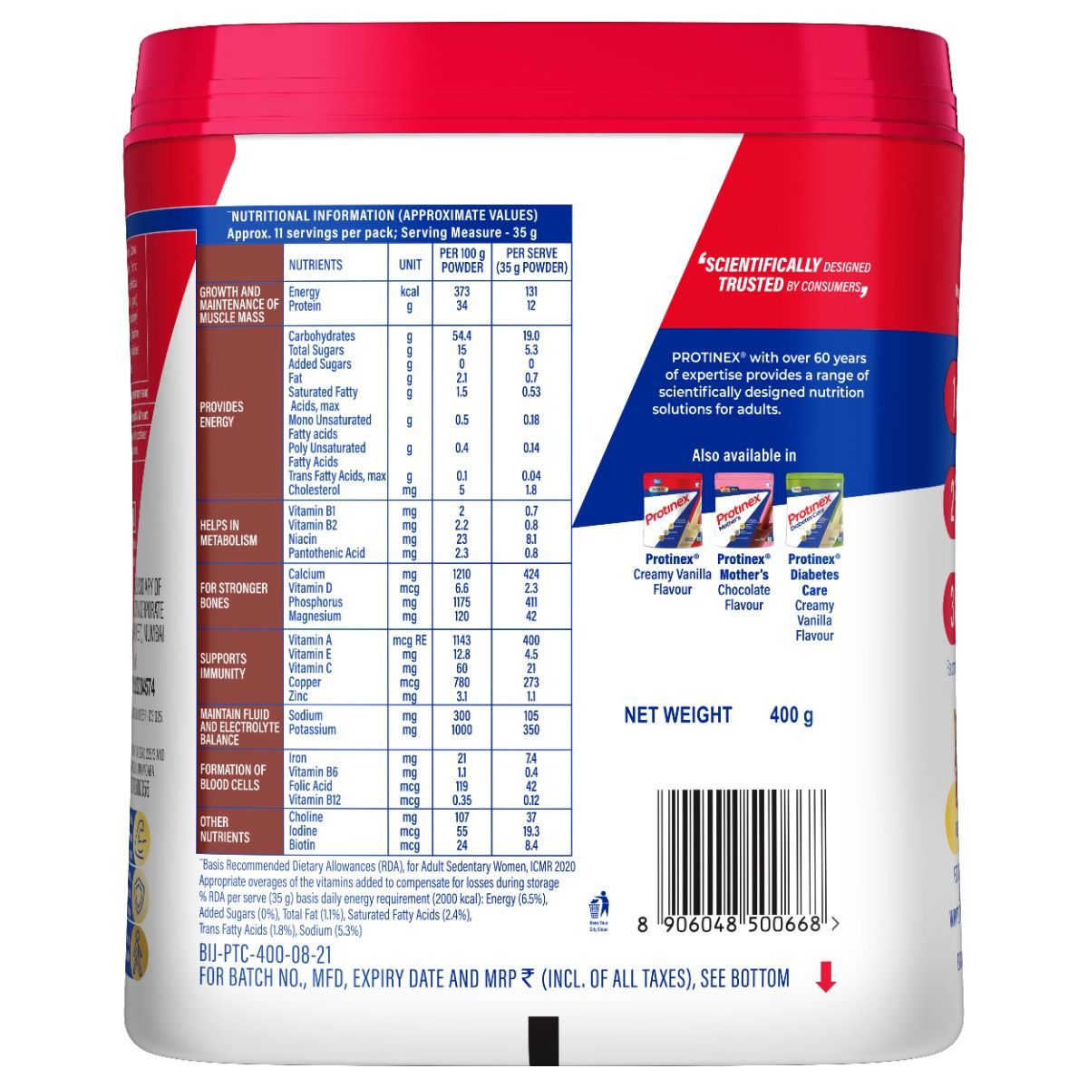 Protinex Rich Chocolate Flavour Nutritional Drink Powder, 400 gm Price ...