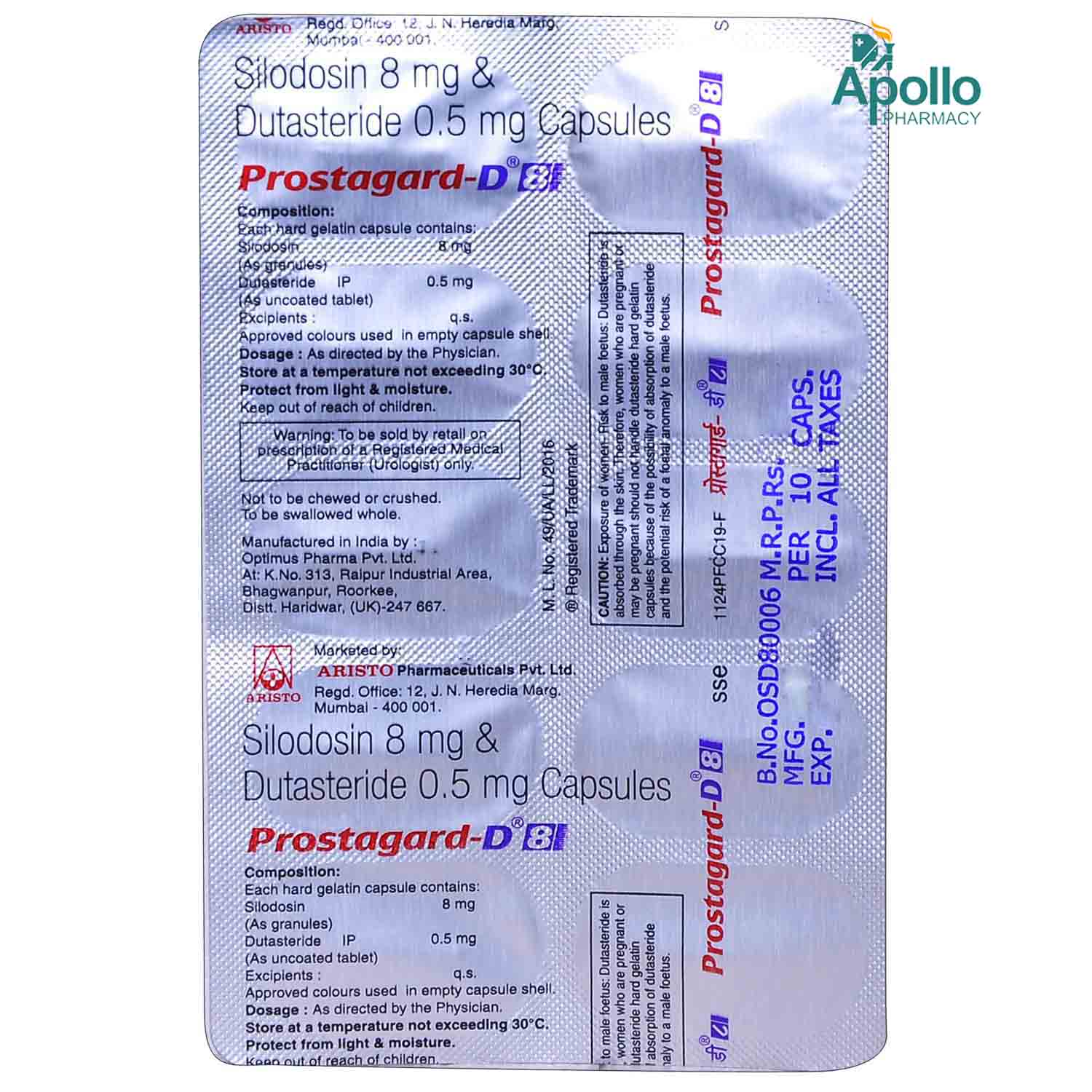Prostagard-D 8 Capsule 10's Price, Uses, Side Effects, Composition ...