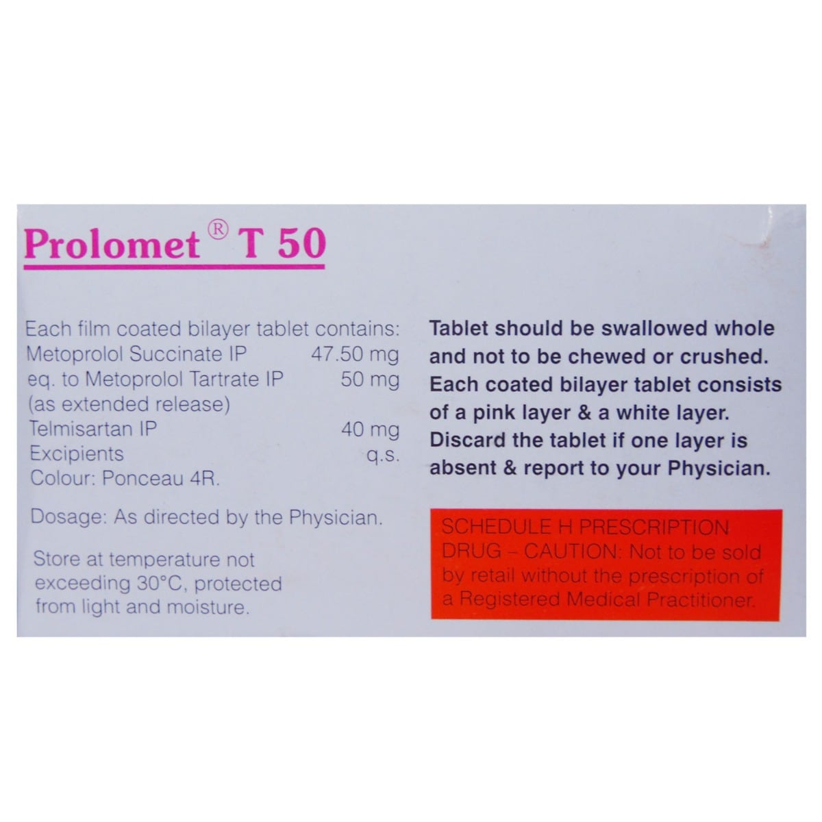 Prolomet T 50 Tablet 10's Price, Uses, Side Effects, Composition ...