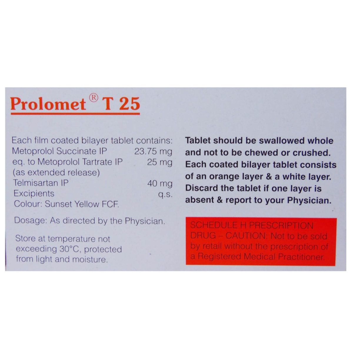 Prolomet T 25 Tablet 10's Price, Uses, Side Effects, Composition ...