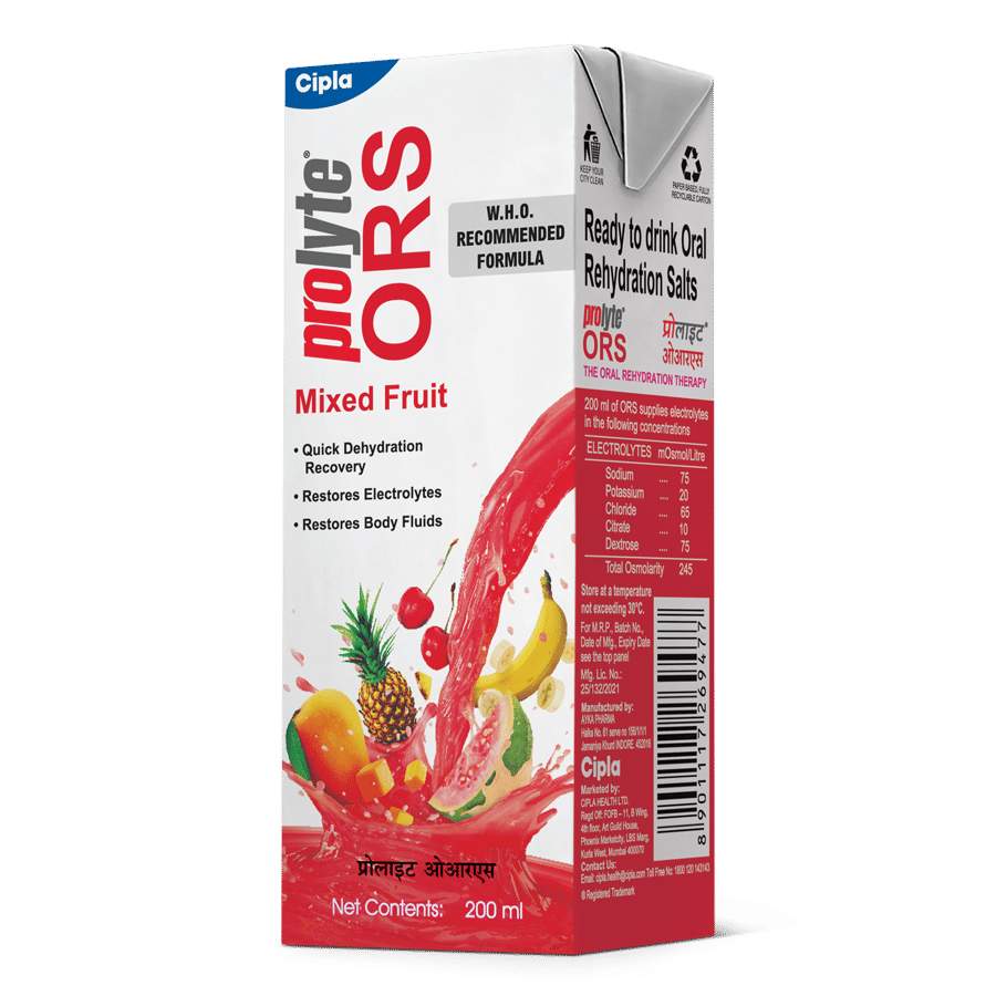 Prolyte ORS Mixed Fruit Flavour Energy Drink, 200 ml Price, Uses, Side ...