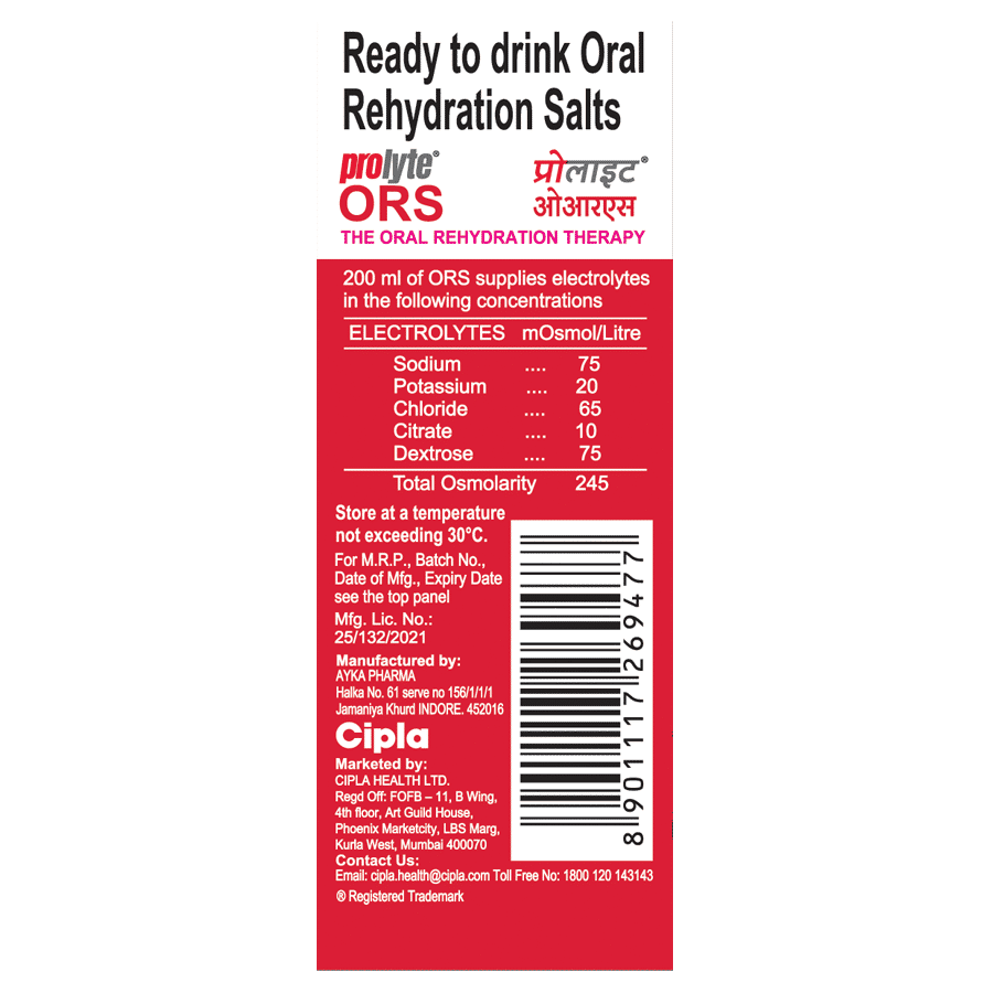 Prolyte ORS Mixed Fruit Flavour Energy Drink, 200 ml Price, Uses, Side ...