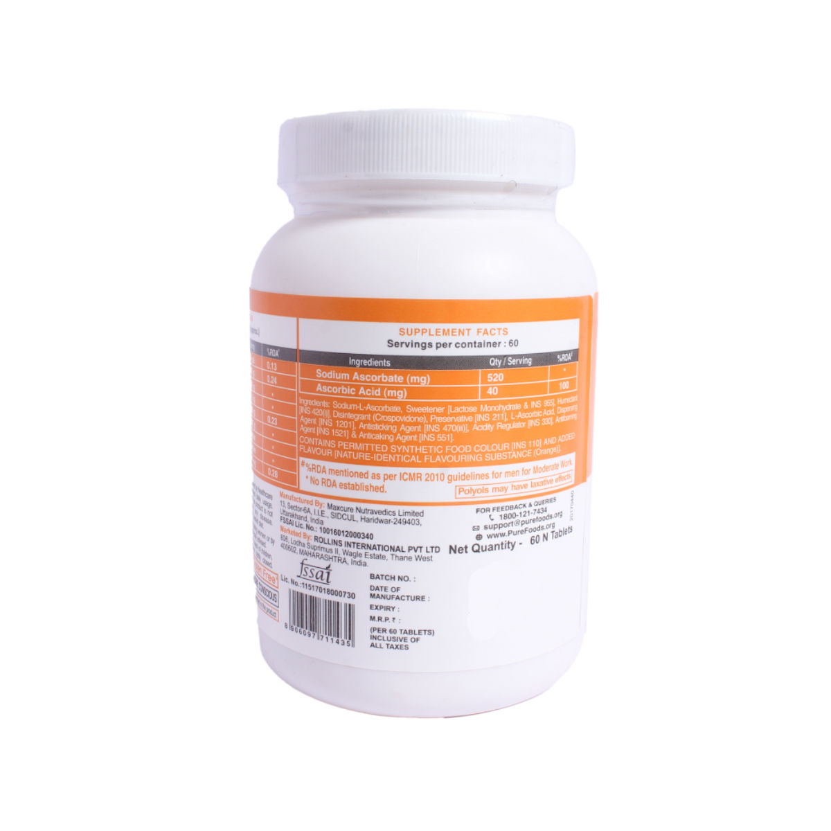 Pure Foods Vitamin-C Chew Tab 60'S Price, Uses, Side Effects ...