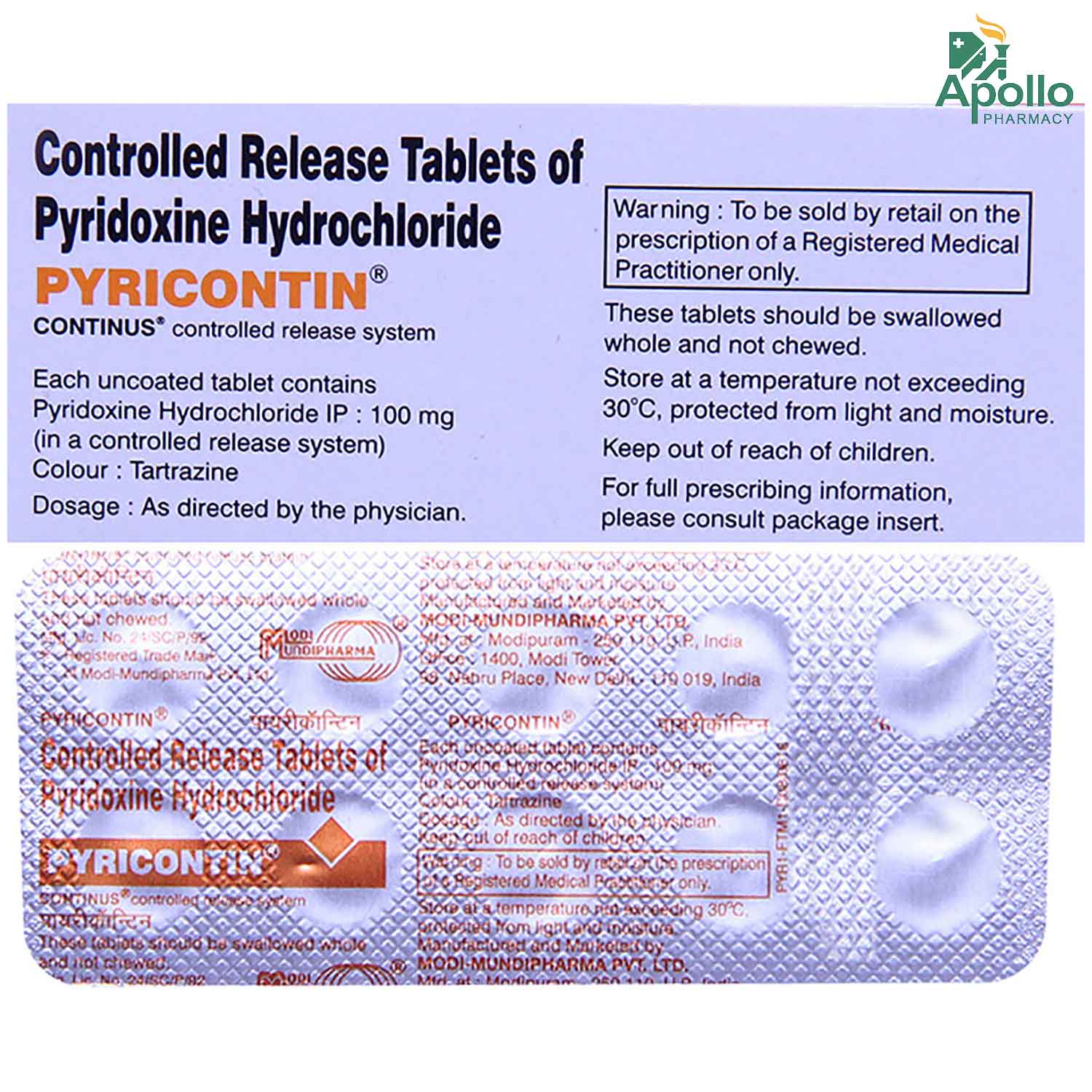 Pyricontin Tablet 10's Price, Uses, Side Effects, Composition - Apollo ...