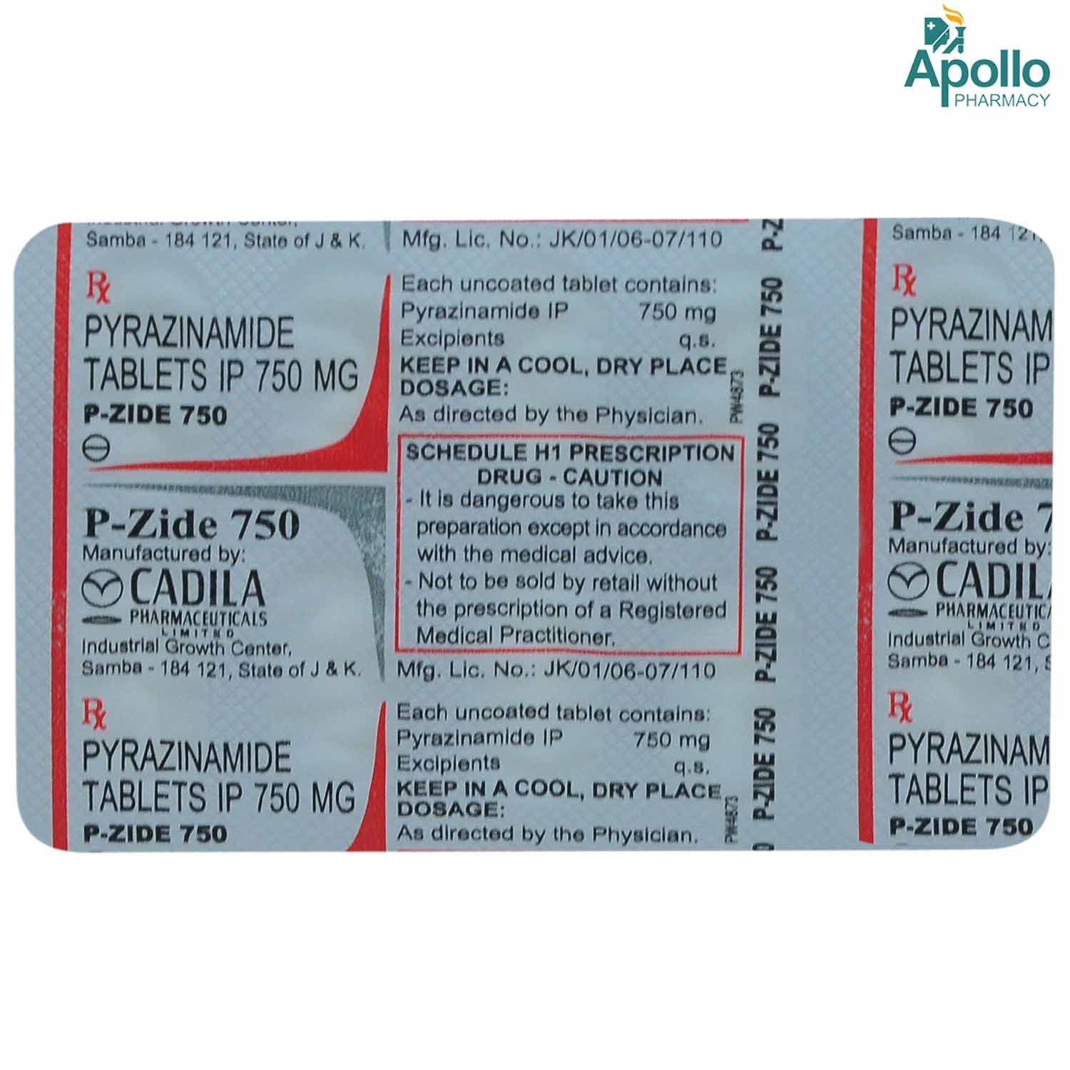 P-Zide 750mg Tablet 10's Price, Uses, Side Effects, Composition ...
