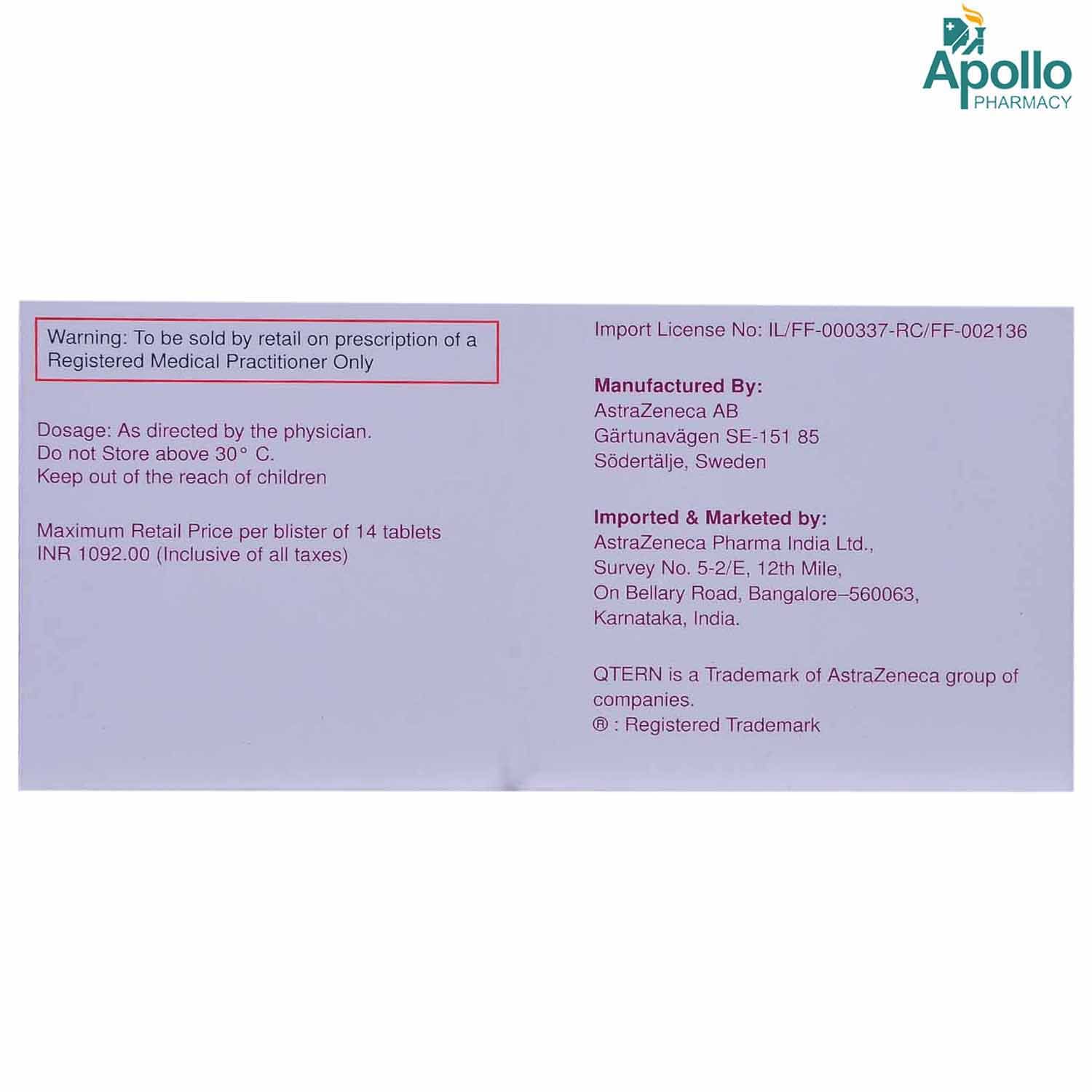 Qtern 5MG/10MG Tablet 14's Price, Uses, Side Effects, Composition ...