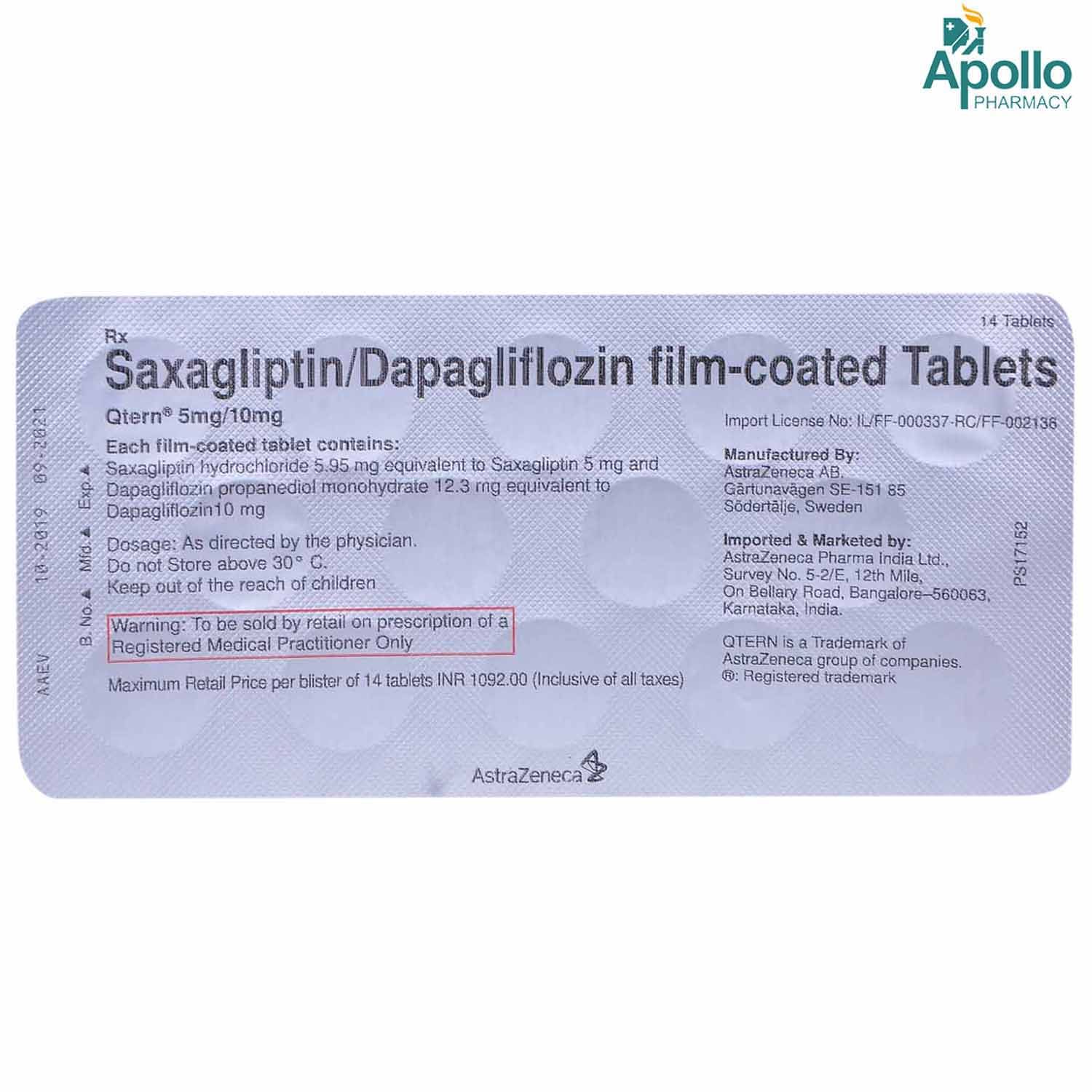 Qtern 5MG/10MG Tablet 14's Price, Uses, Side Effects, Composition ...