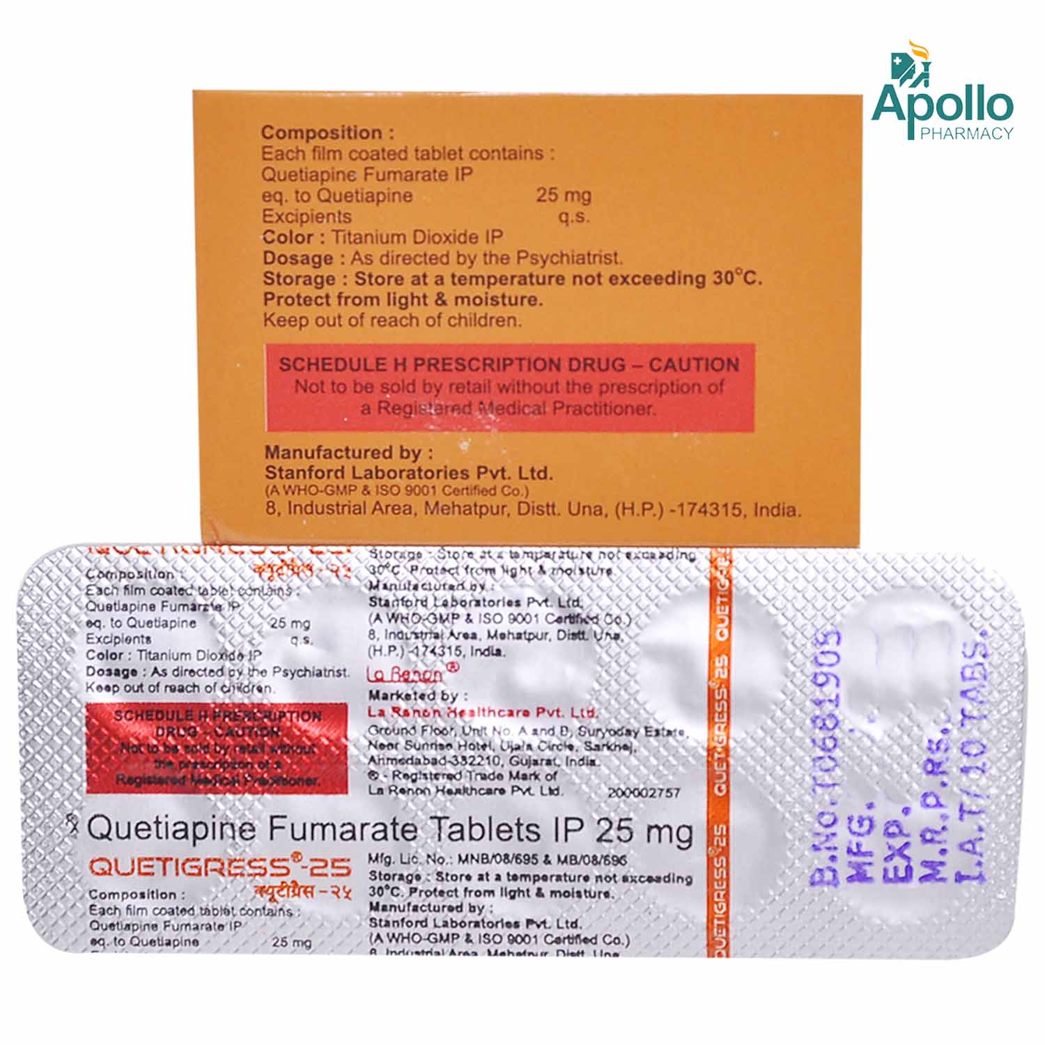 Quetigress 25 Tablet 10's Price, Uses, Side Effects, Composition ...