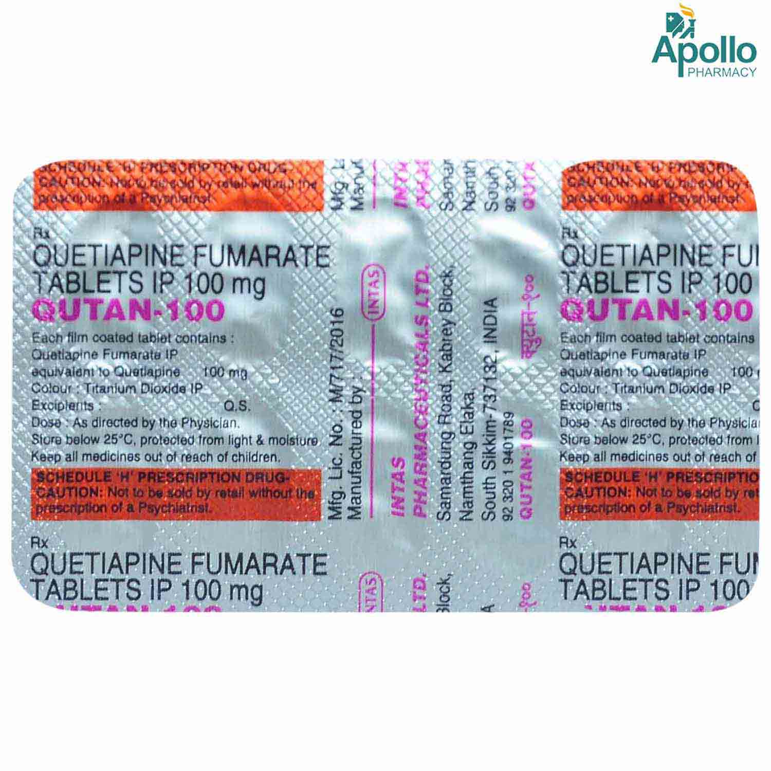 Qutan 100 Tablet 10's Price, Uses, Side Effects, Composition - Apollo ...