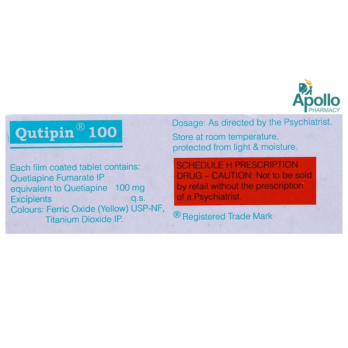 Qutipin 100 Tablet 10's Price, Uses, Side Effects, Composition - Apollo ...