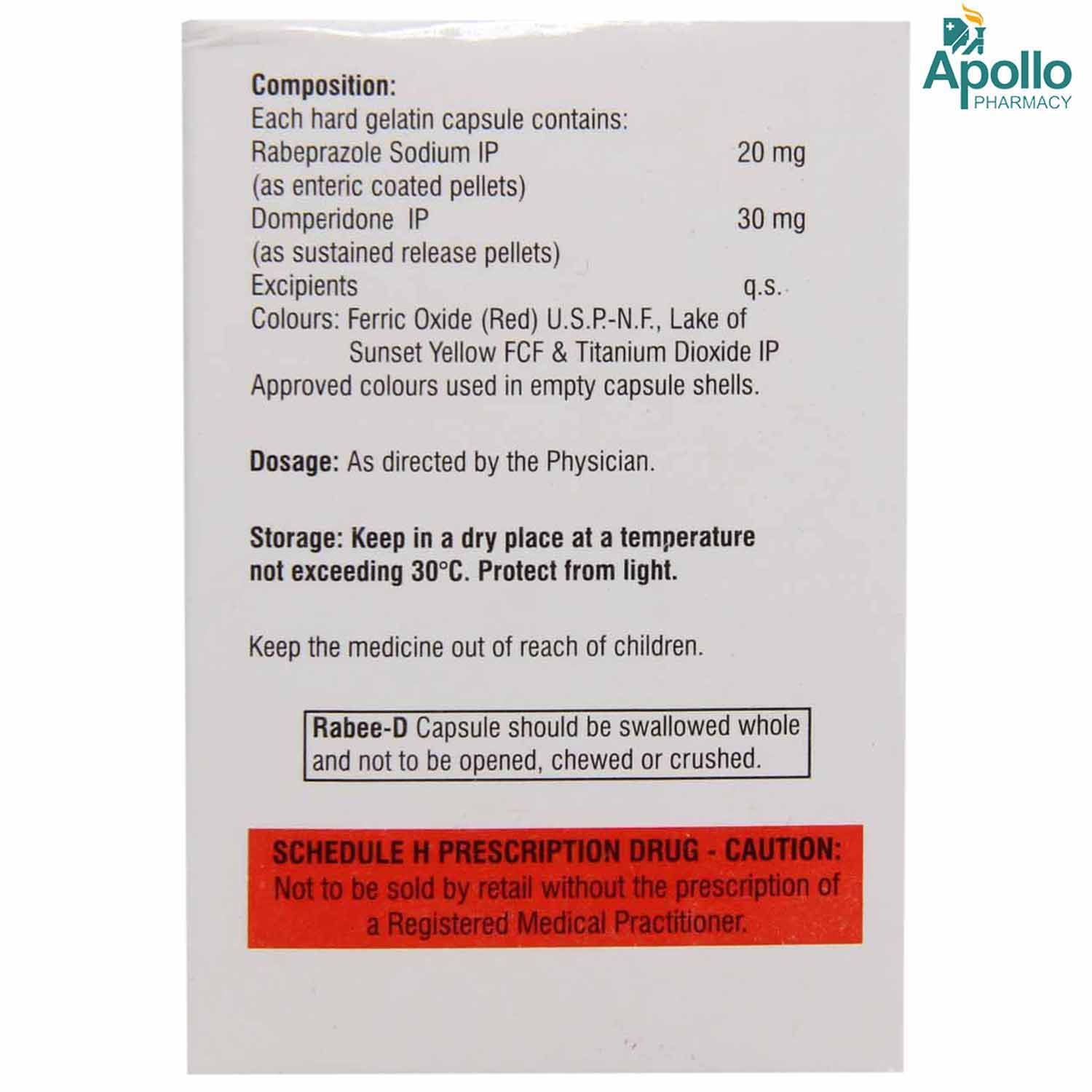 Rabee-D Capsule 10's Price, Uses, Side Effects, Composition - Apollo ...