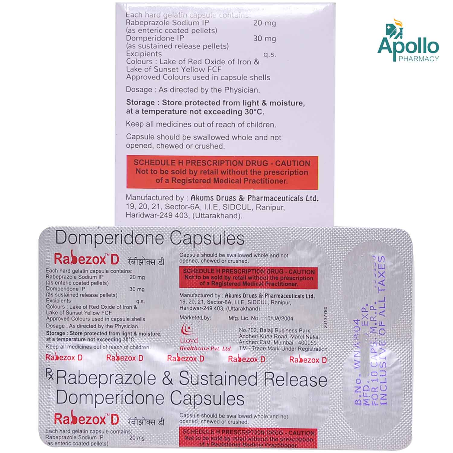 Rabezox D Tablet 10's Price, Uses, Side Effects, Composition - Apollo ...