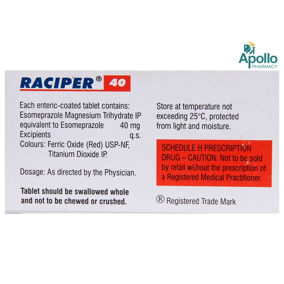 Raciper 40 Tablet 15's Price, Uses, Side Effects, Composition - Apollo ...