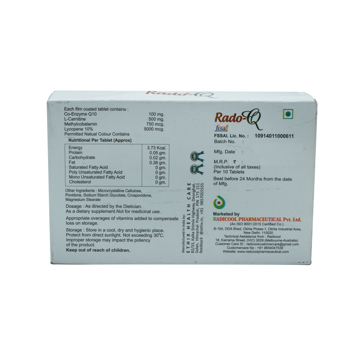 Rado Q Tablet 10's Price, Uses, Side Effects, Composition - Apollo Pharmacy