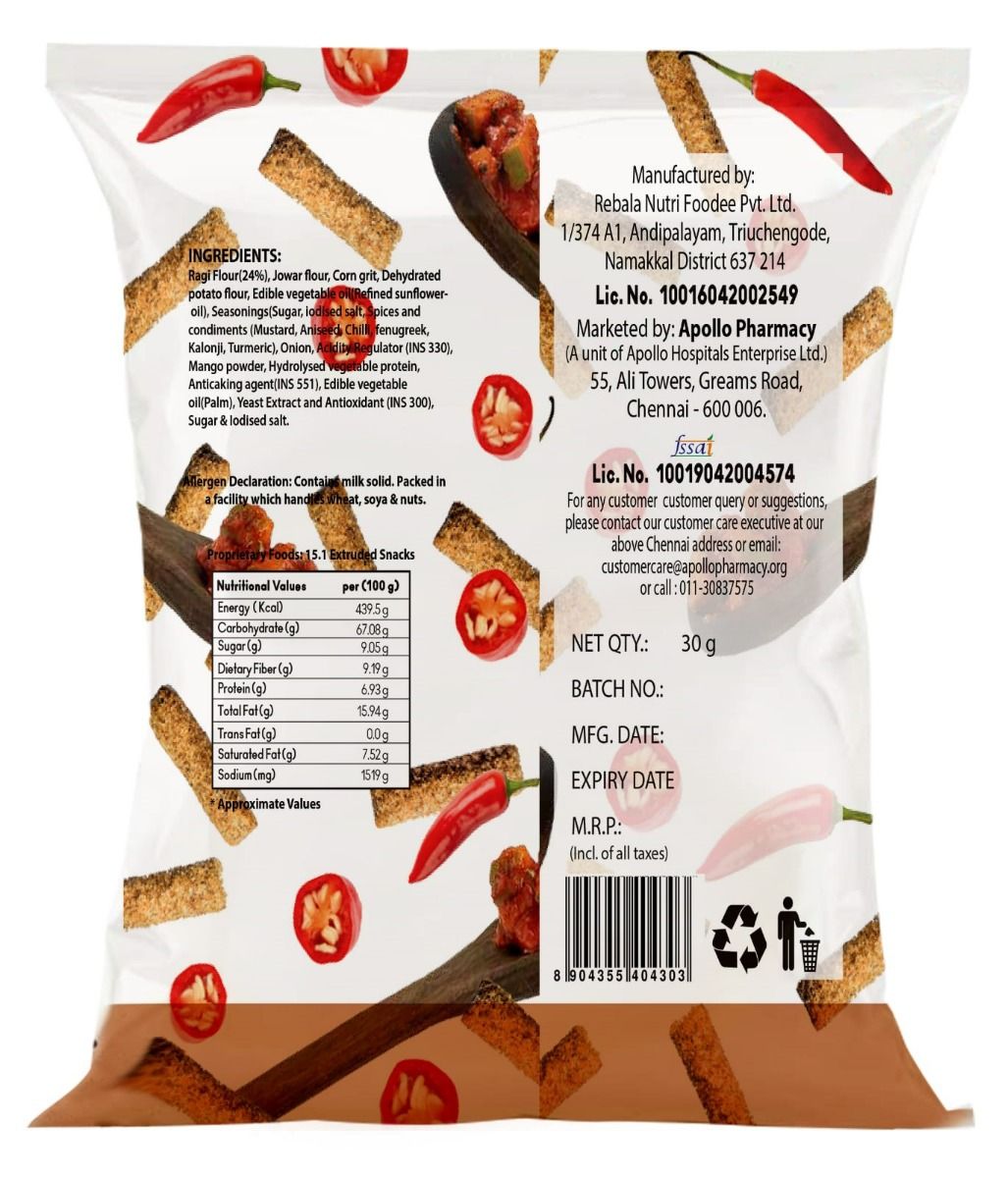 Apollo Life Ragi Sticks Achari Magic, 30 gm Price, Uses, Side Effects ...