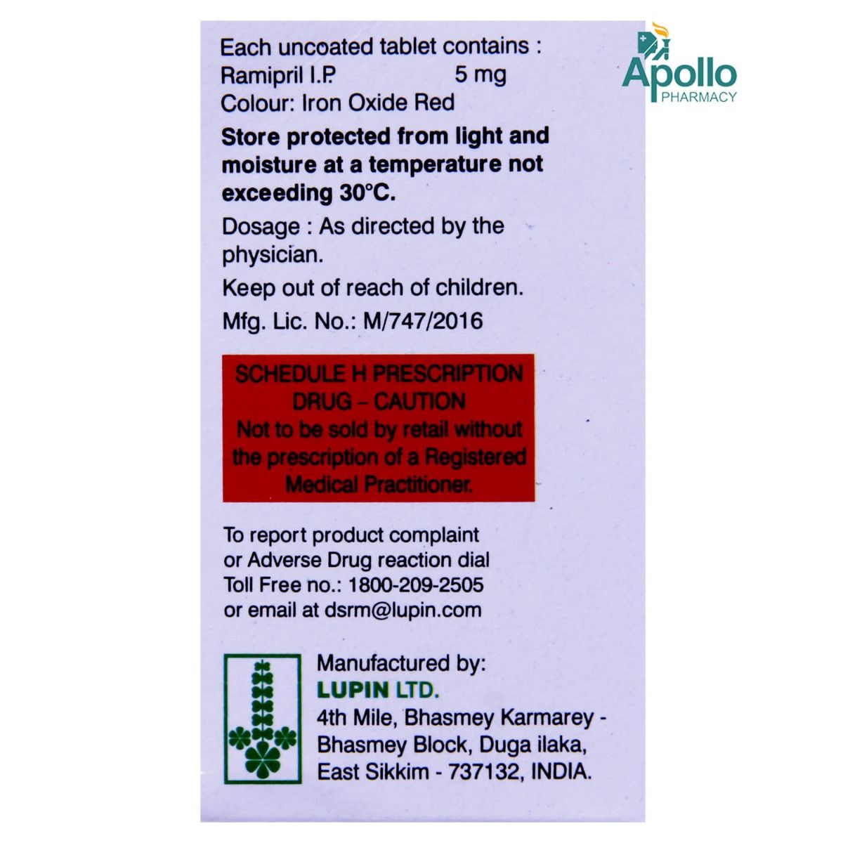 Ramistar 5 Tablet 15's Price, Uses, Side Effects, Composition - Apollo ...