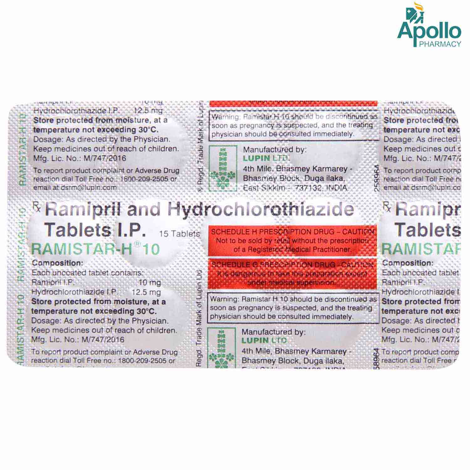 Ramistar H 10 Tablet 15's Price, Uses, Side Effects, Composition ...