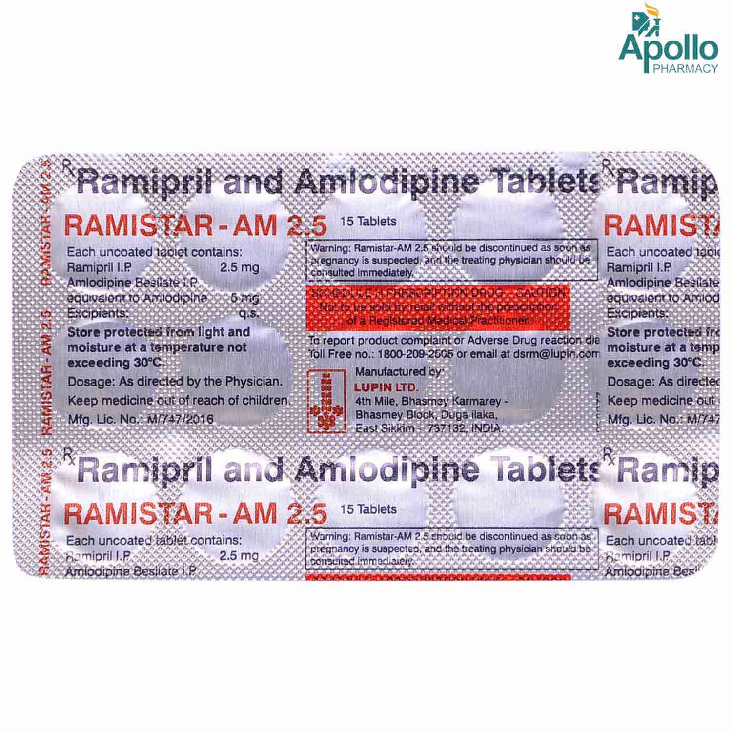 Ramistar-Am 2.5/5mg Tablet 15's Price, Uses, Side Effects, Composition ...