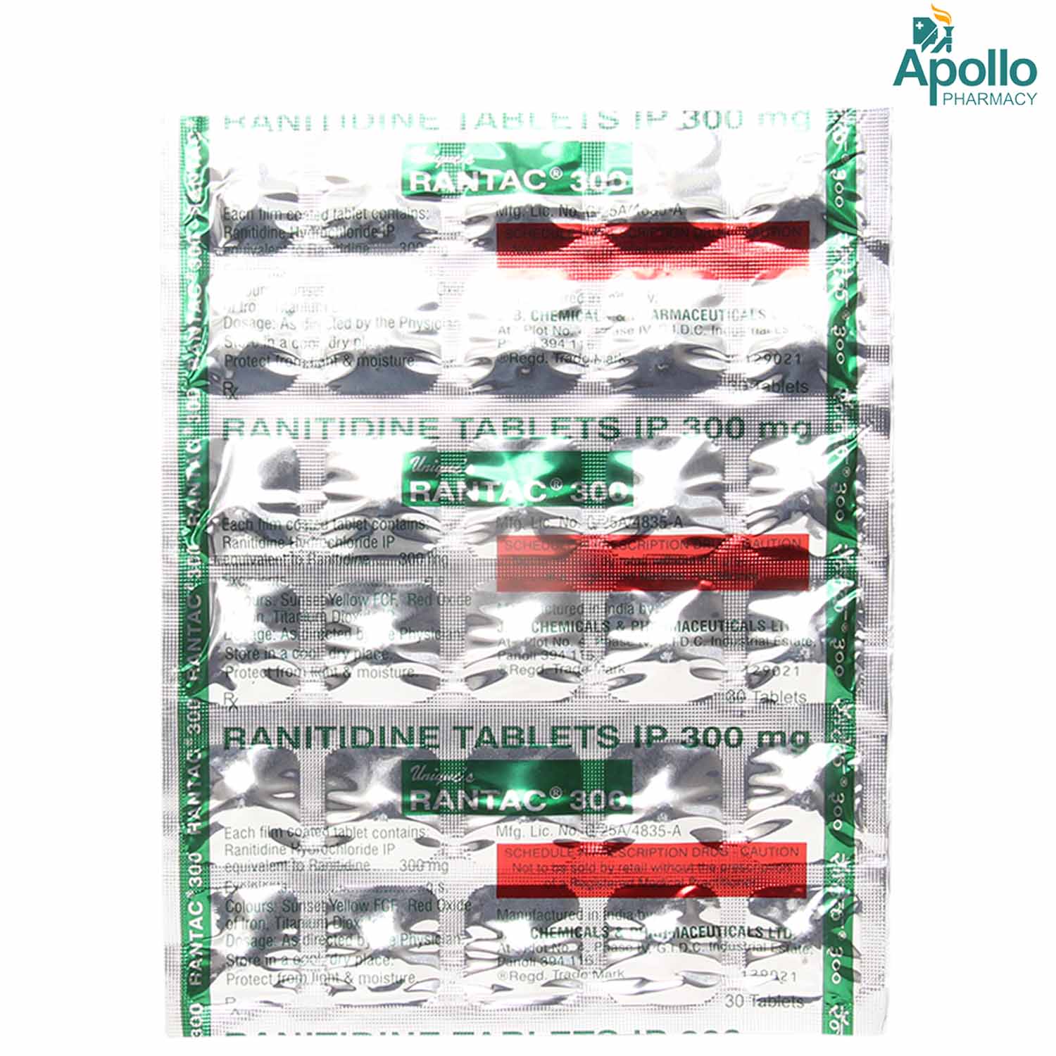 Rantac 300 Tablet 30's Price, Uses, Side Effects, Composition - Apollo ...