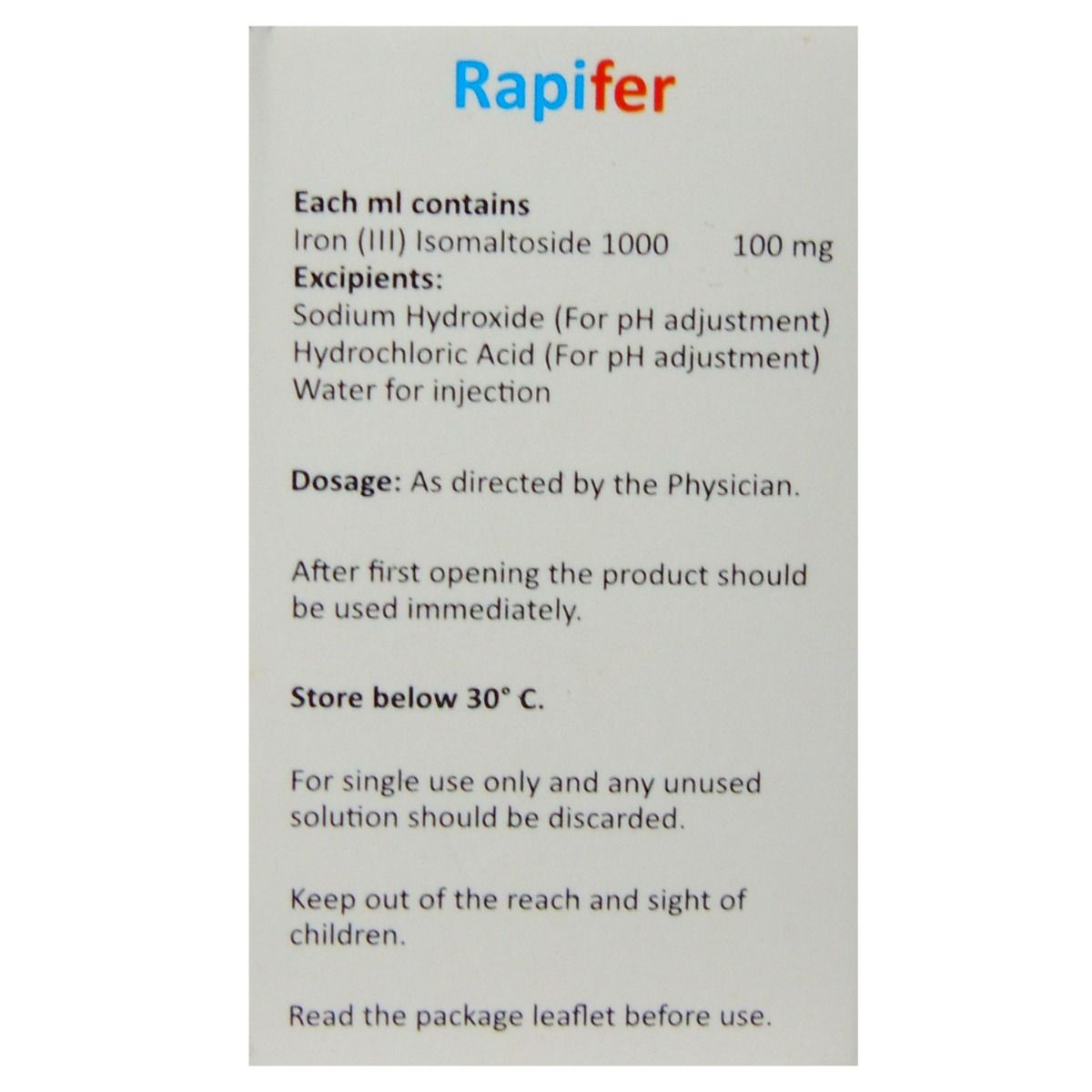 Rapifer 100Mg Inj 5Ml Price, Uses, Side Effects, Composition - Apollo ...