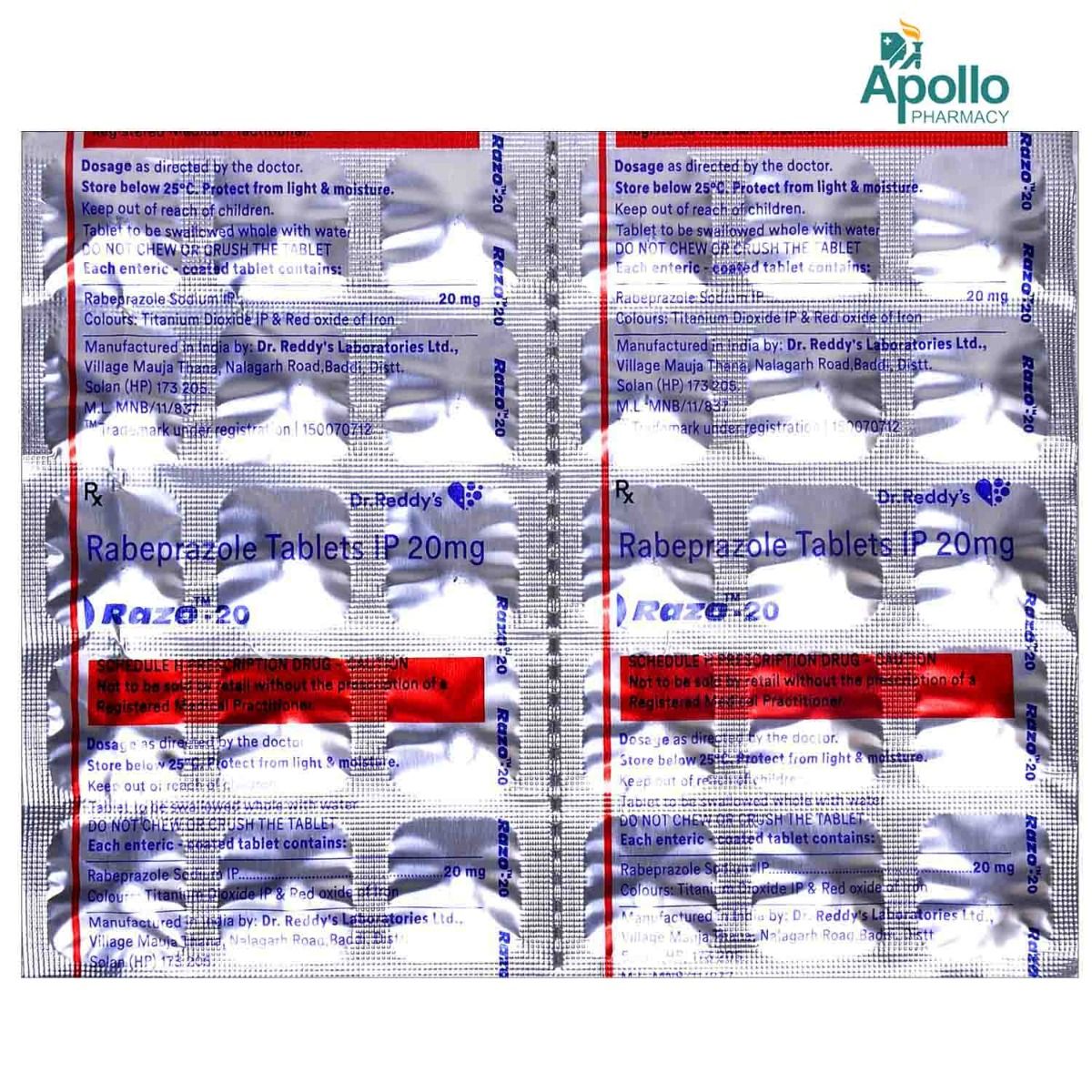 Razo-20 Tablet 15's Price, Uses, Side Effects, Composition - Apollo ...