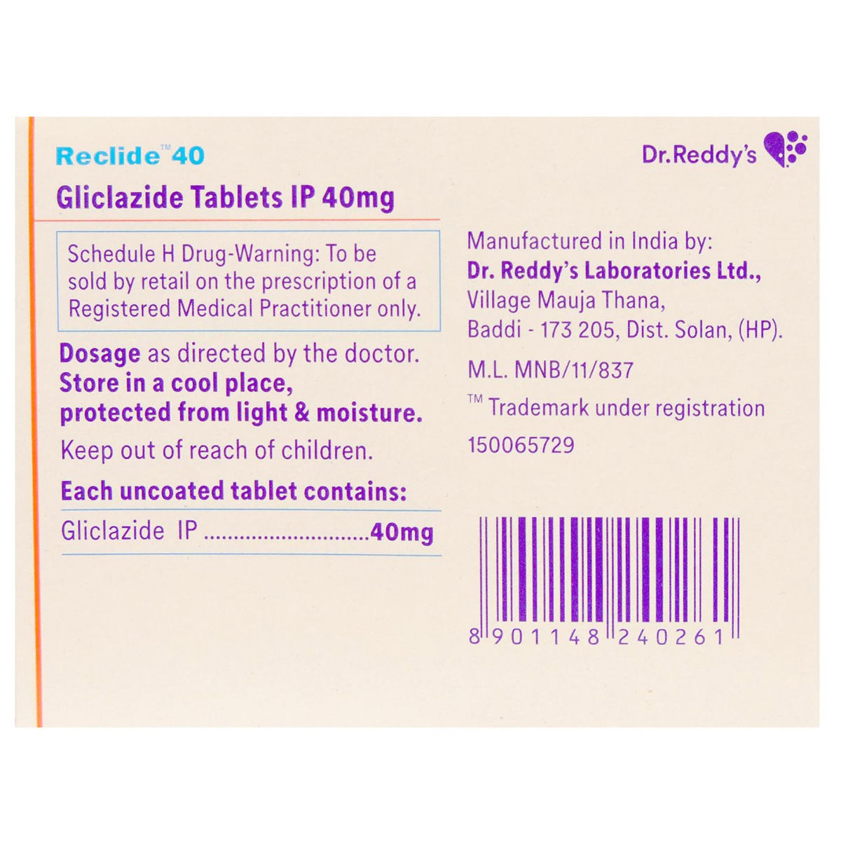 Reclide 40 Tablet 15's Price, Uses, Side Effects, Composition - Apollo ...