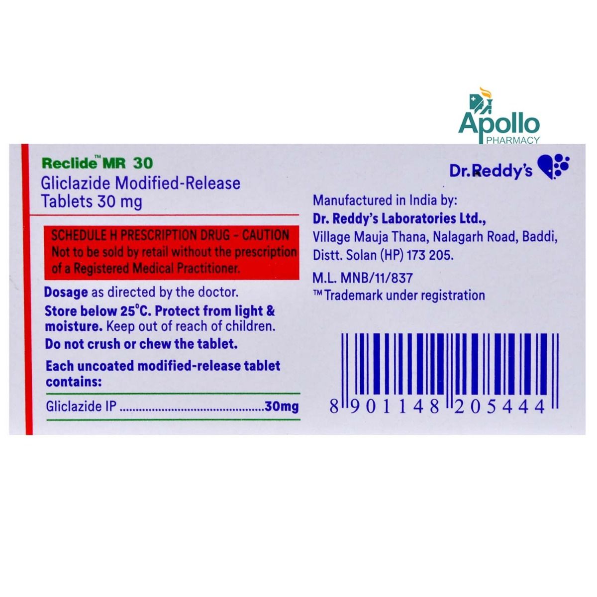 Reclide MR 30 Tablet 10's Price, Uses, Side Effects, Composition ...