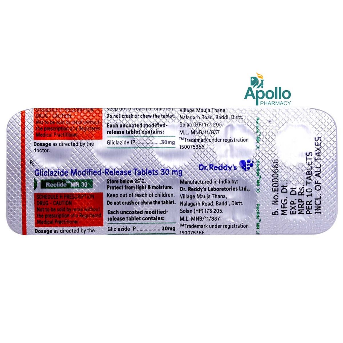 Reclide MR 30 Tablet 10's Price, Uses, Side Effects, Composition ...