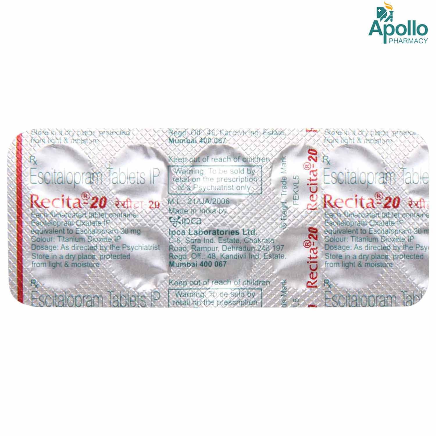 Recita 20 Tablet 10's Price, Uses, Side Effects, Composition - Apollo ...