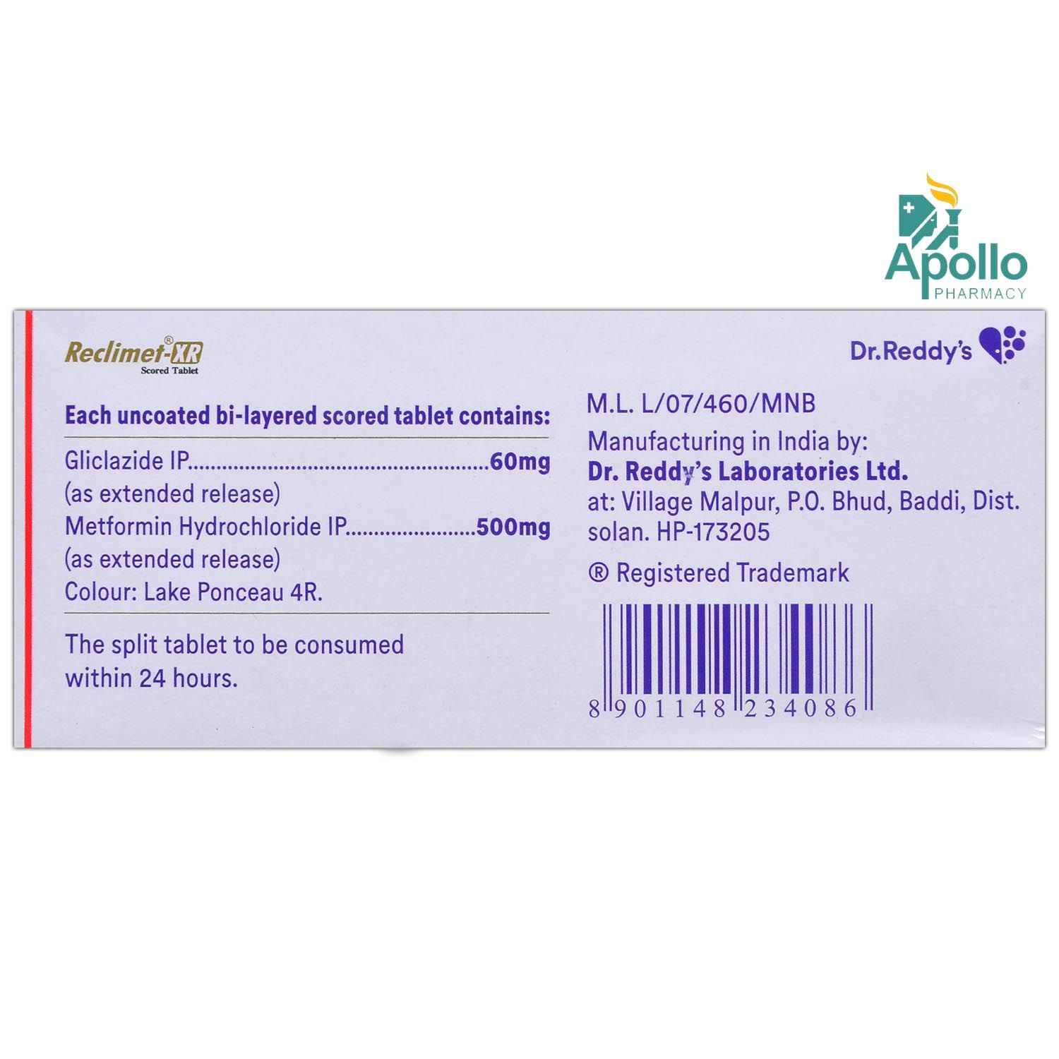 Reclimet-XR Tablet 14's Price, Uses, Side Effects, Composition - Apollo ...