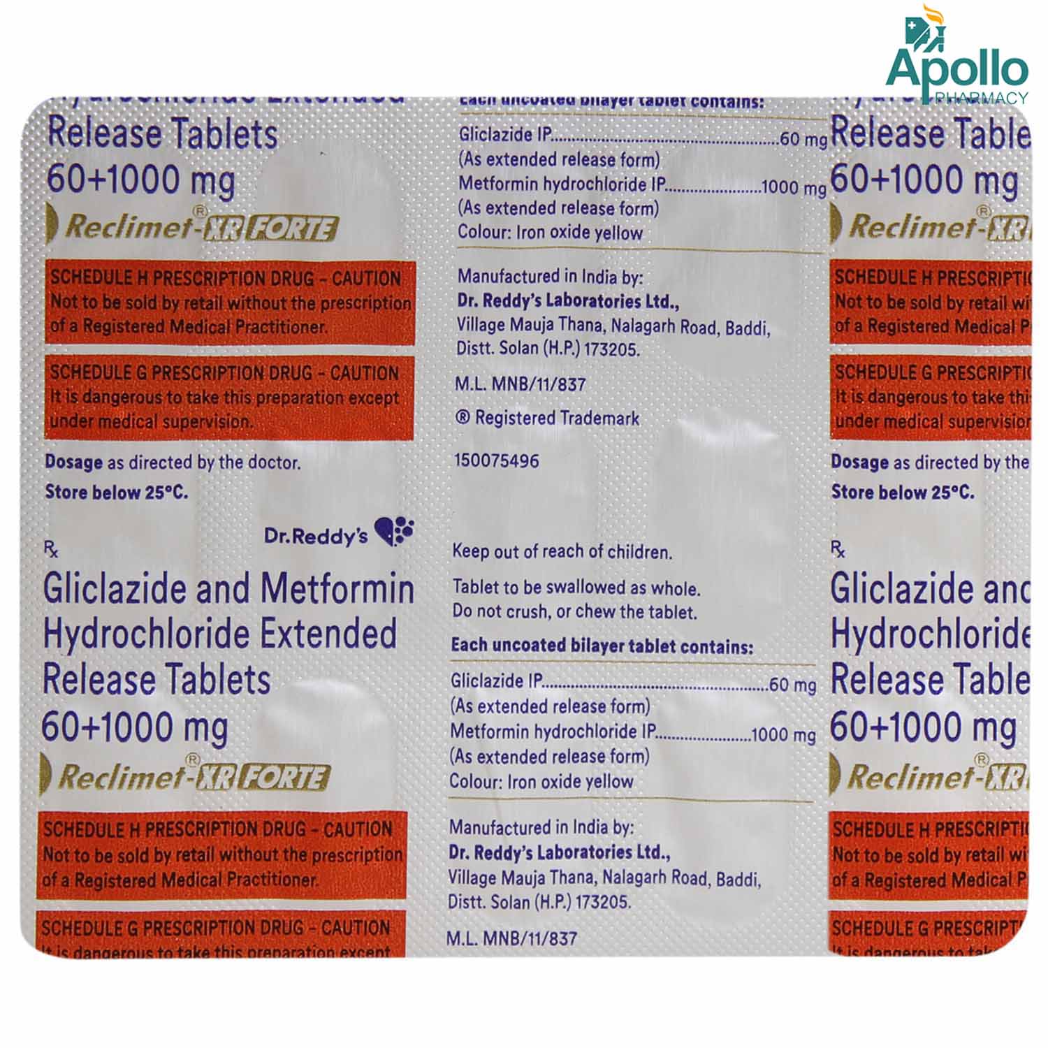 Reclimet XR Forte Tablet 15's Price, Uses, Side Effects, Composition ...