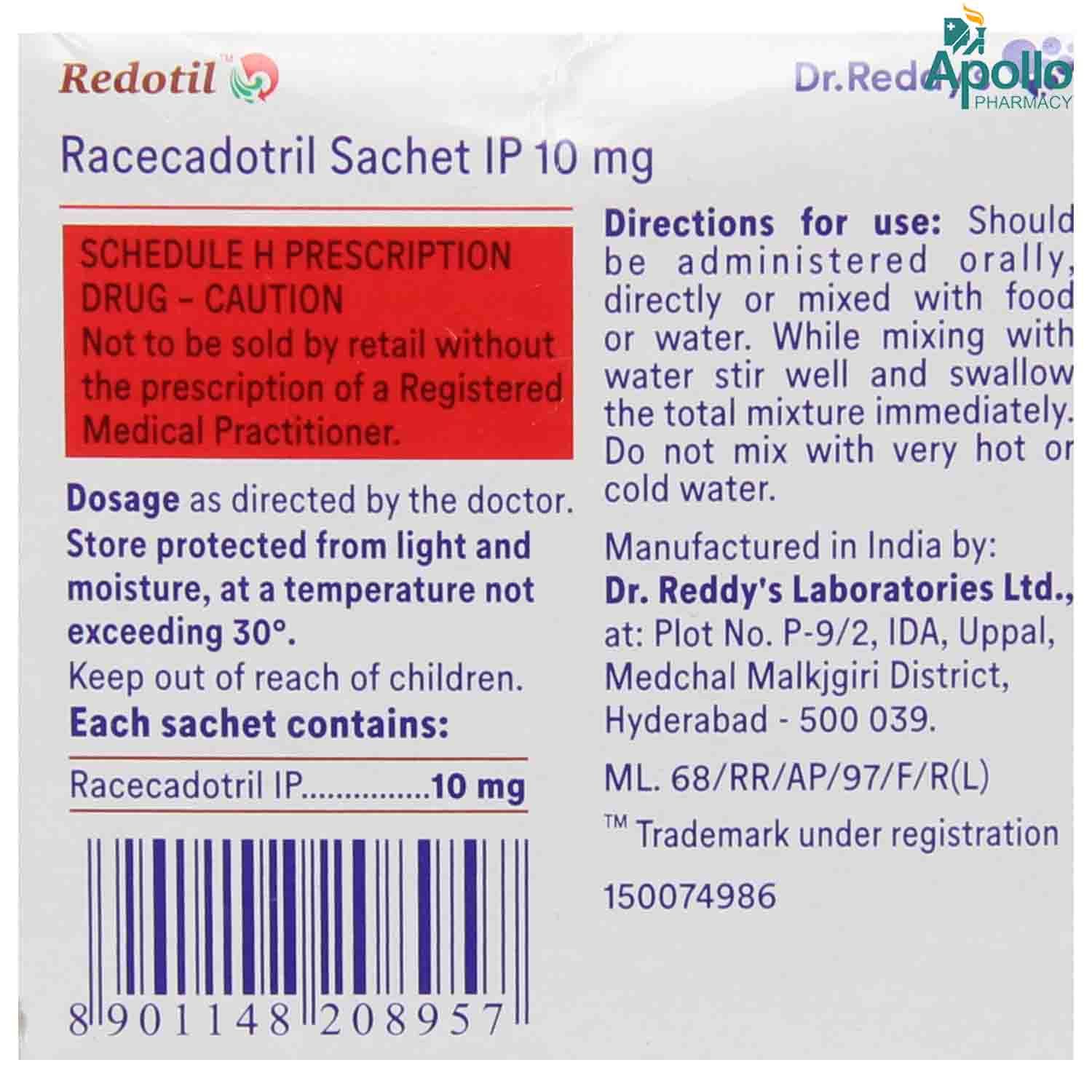 REDOTIL SACHETS 10MG Price, Uses, Side Effects, Composition - Apollo ...