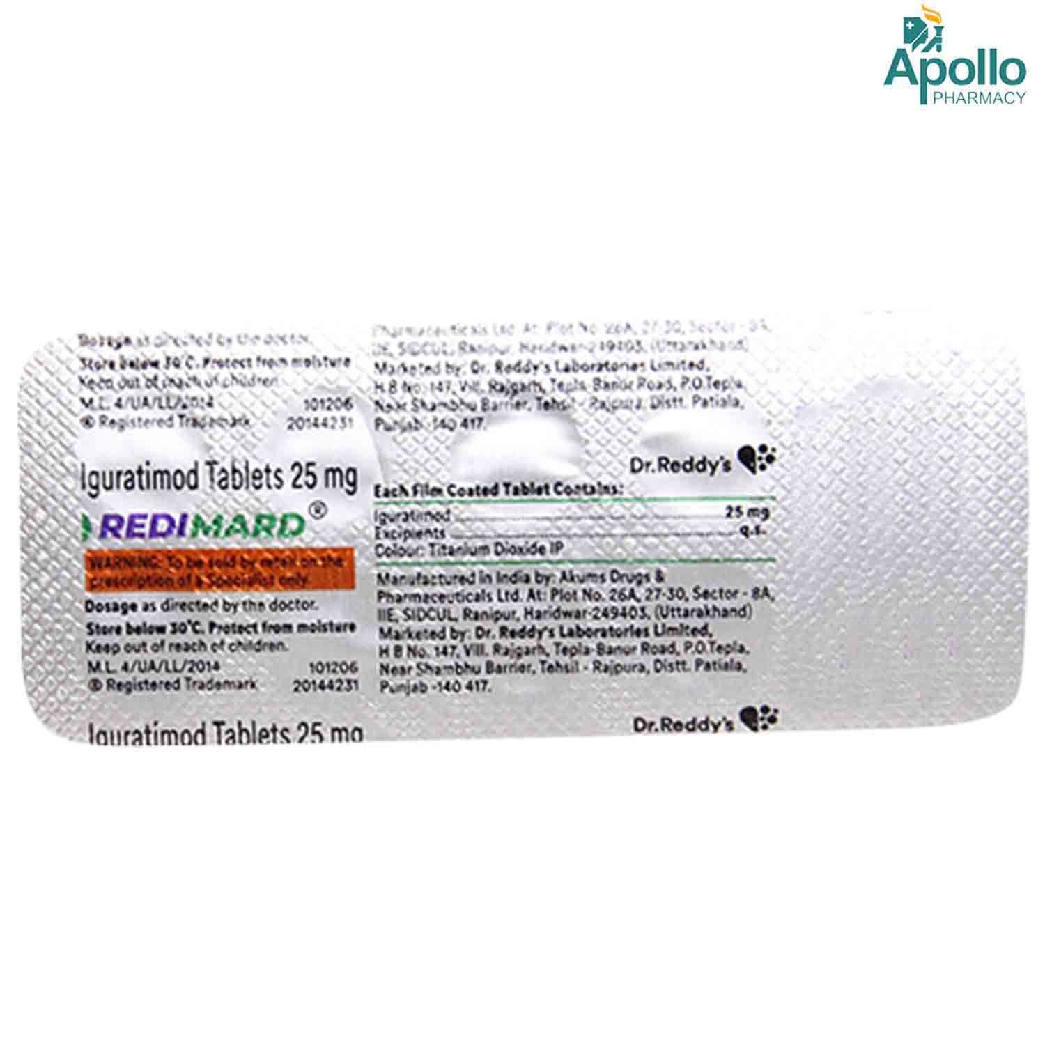 Redimard 25 mg Tablet 10's Price, Uses, Side Effects, Composition ...