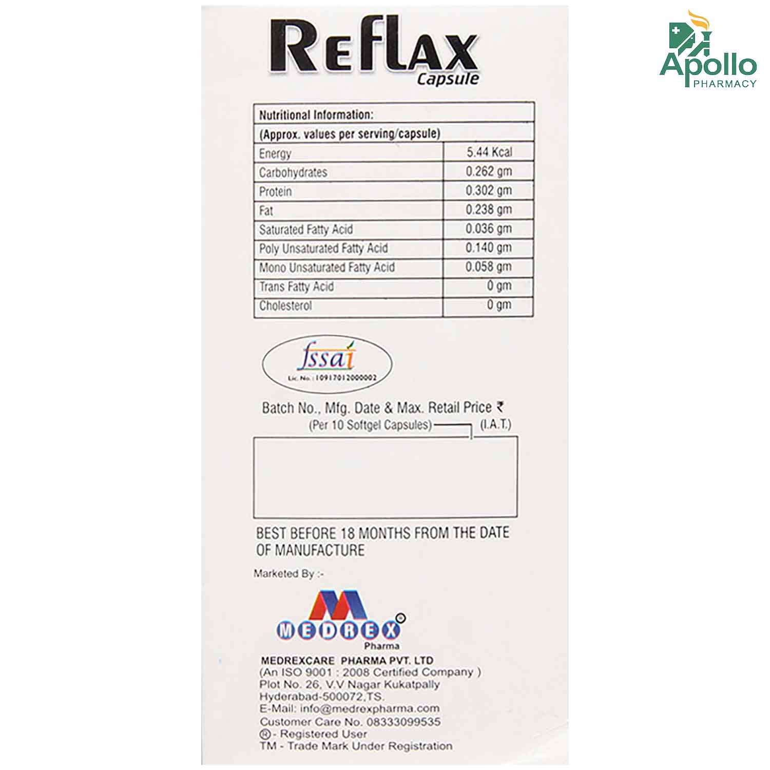 Reflax Softgel Capsule 10's Price, Uses, Side Effects, Composition ...