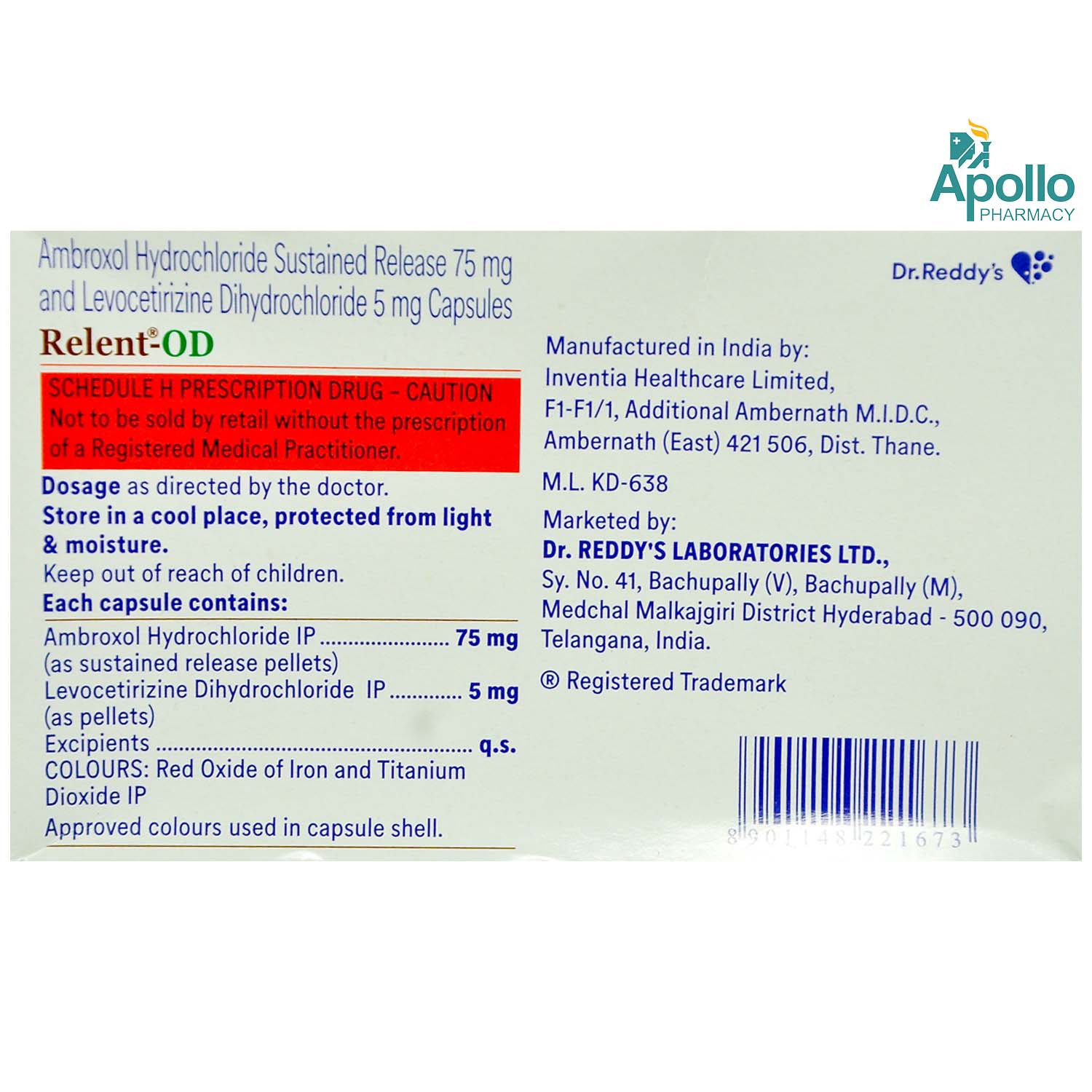 Relent OD Capsule 10's Price, Uses, Side Effects, Composition - Apollo ...