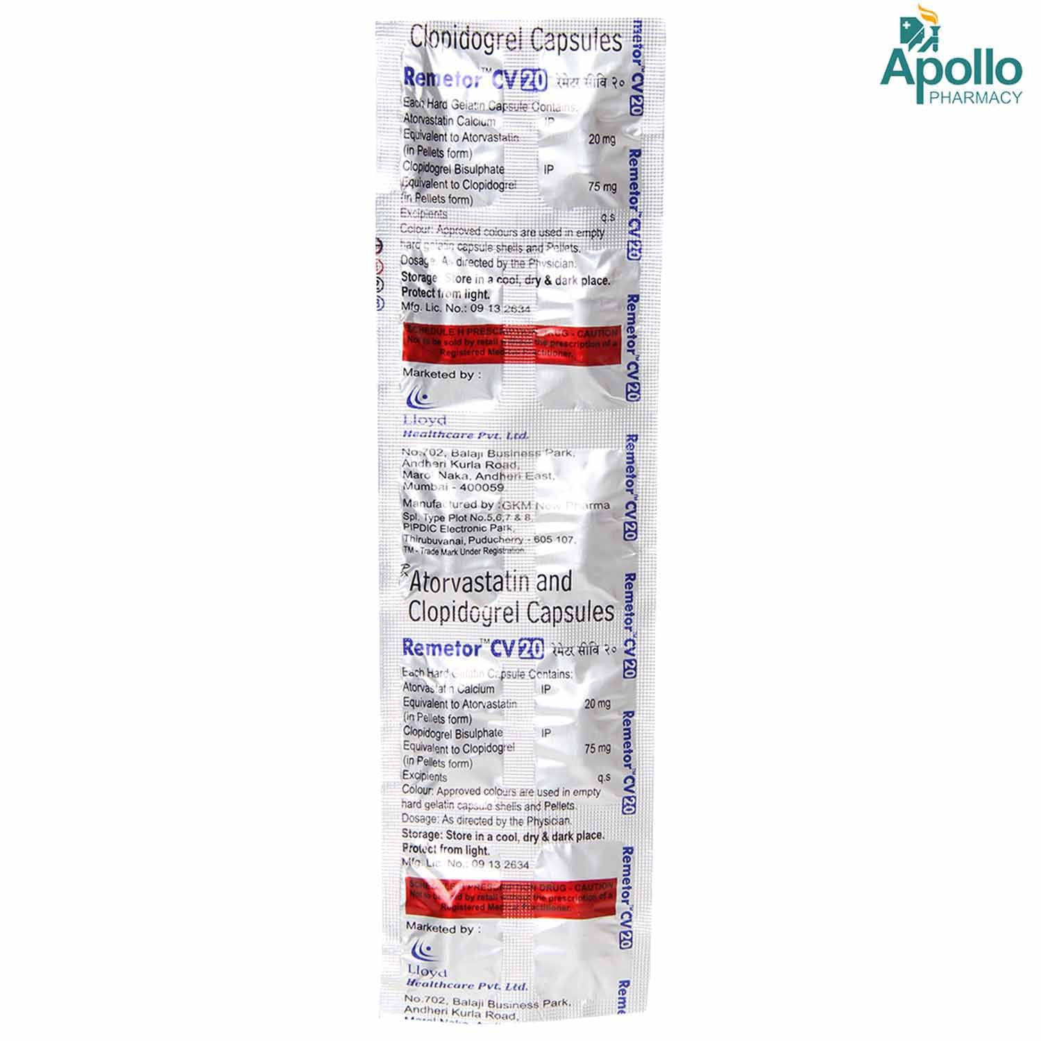 Remetor CV 20 Capsule 10's Price, Uses, Side Effects, Composition ...