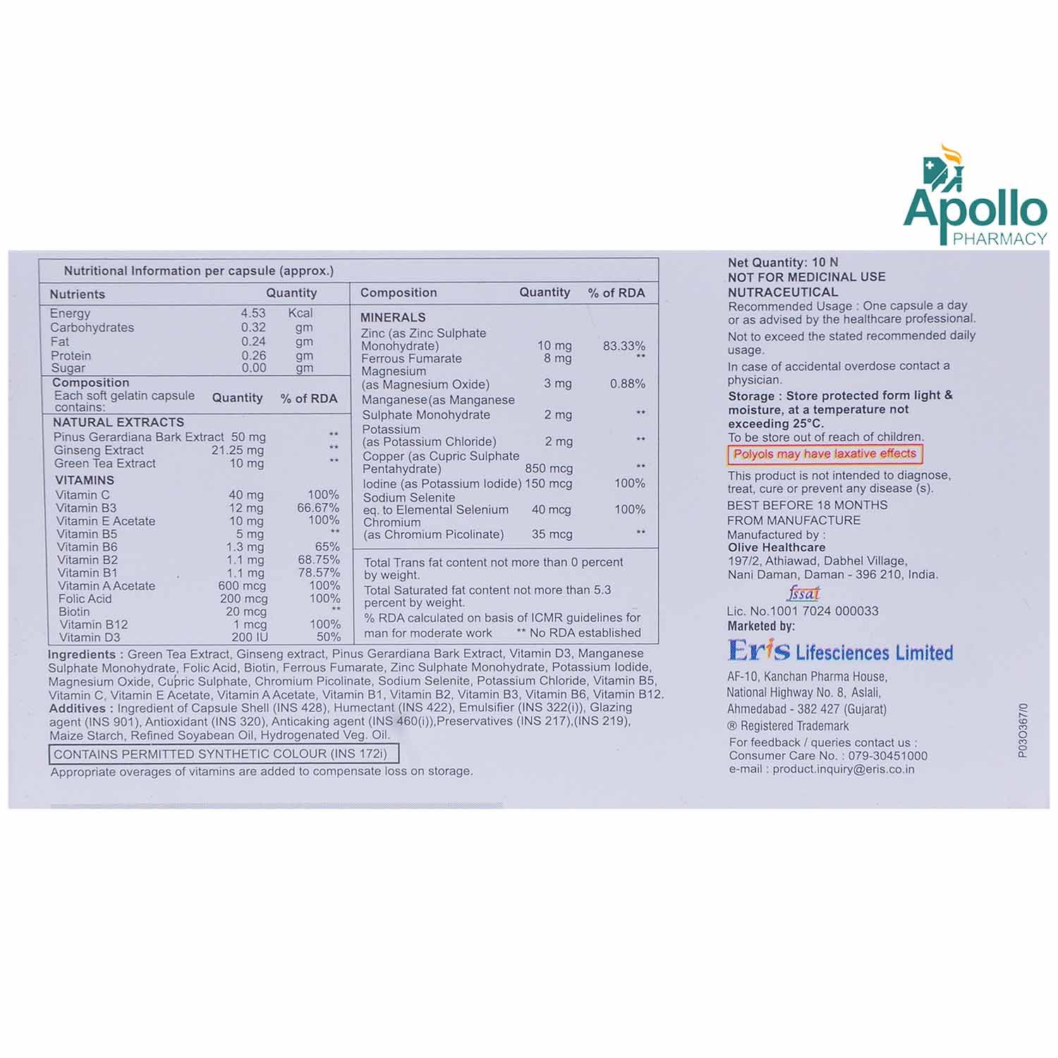 Renerve 24 Capsule 10's Price, Uses, Side Effects, Composition - Apollo ...