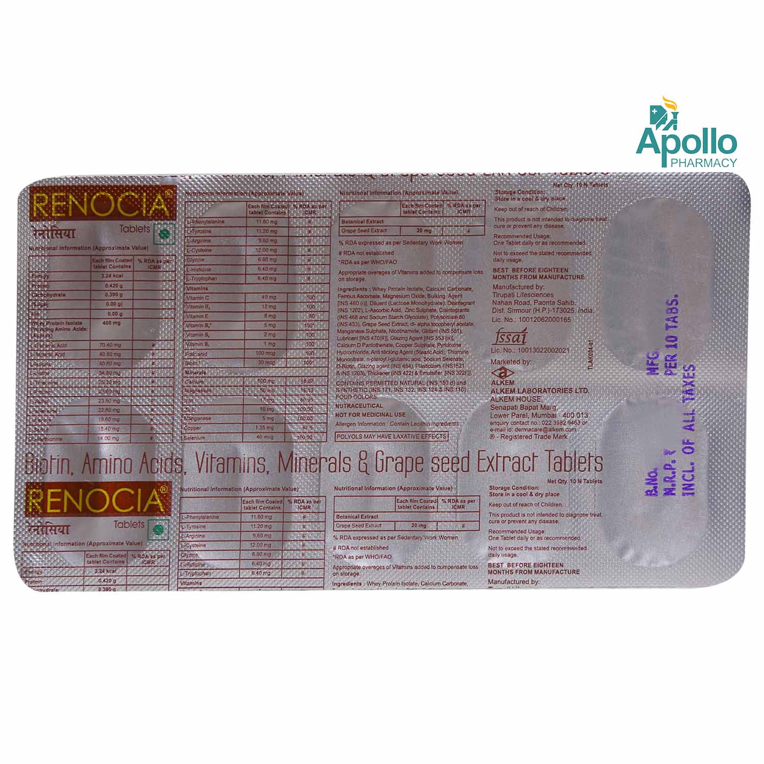Renocia Tablet 10's Price, Uses, Side Effects, Composition - Apollo ...