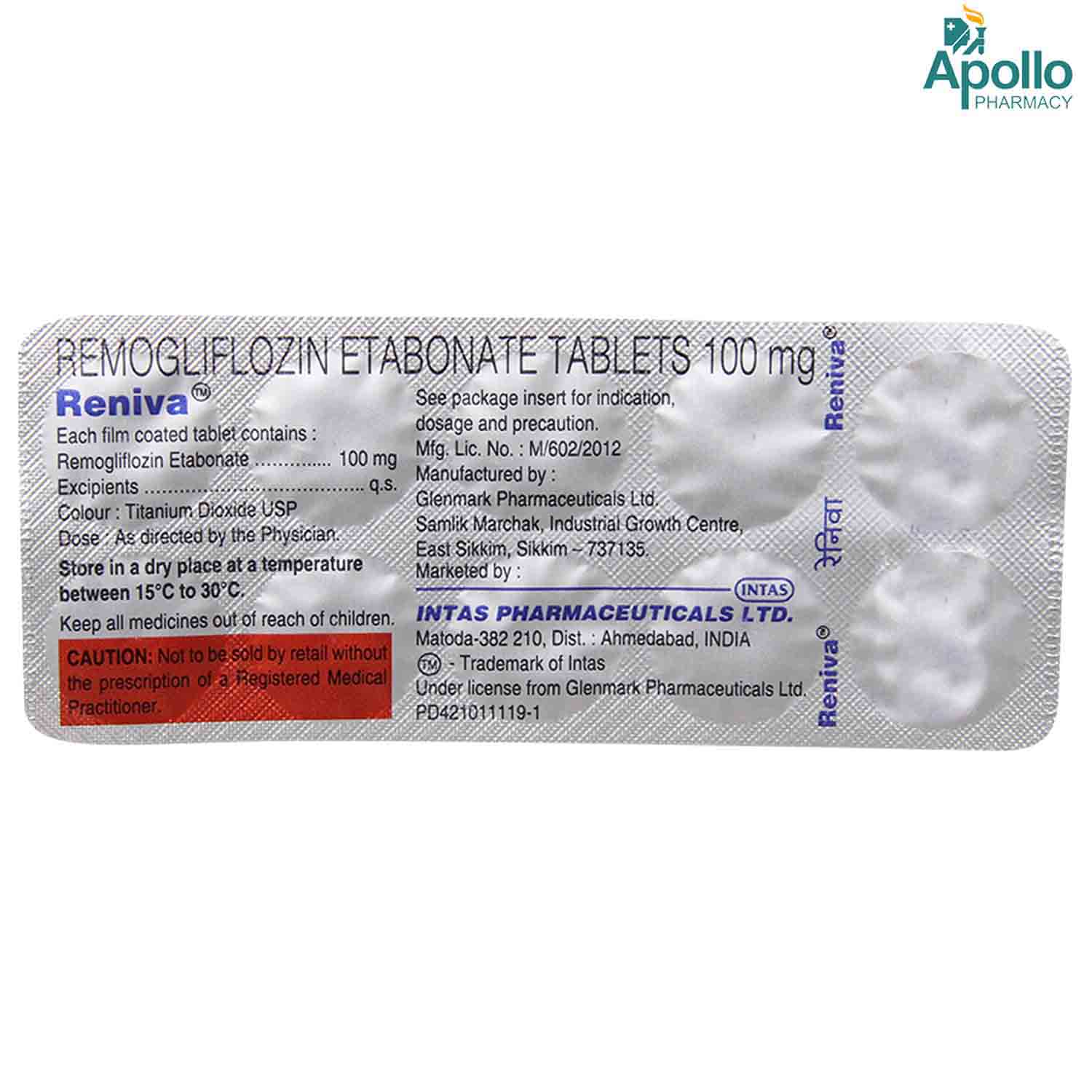 Reniva 100 Tablet 10's Price, Uses, Side Effects, Composition - Apollo ...