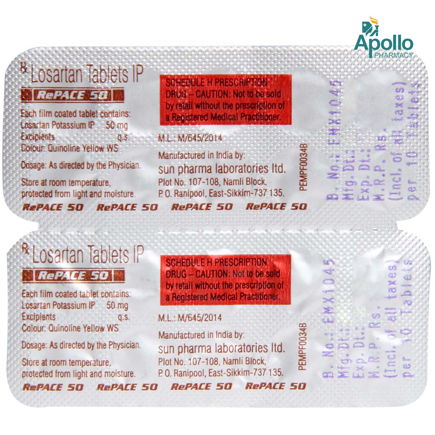 Repace 50 Tablet 10's Price, Uses, Side Effects, Composition - Apollo ...