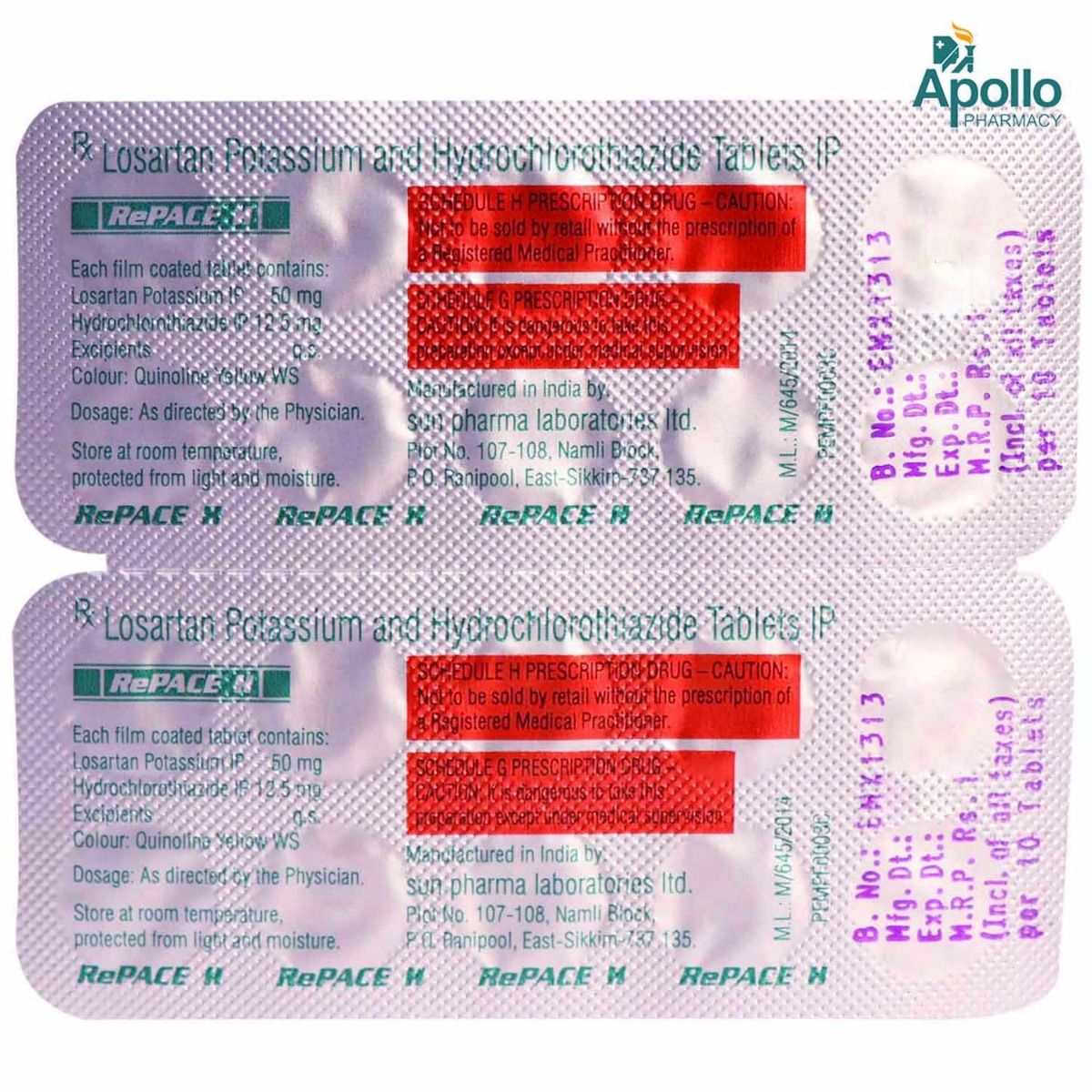 Repace H Tablet 10's Price, Uses, Side Effects, Composition - Apollo ...