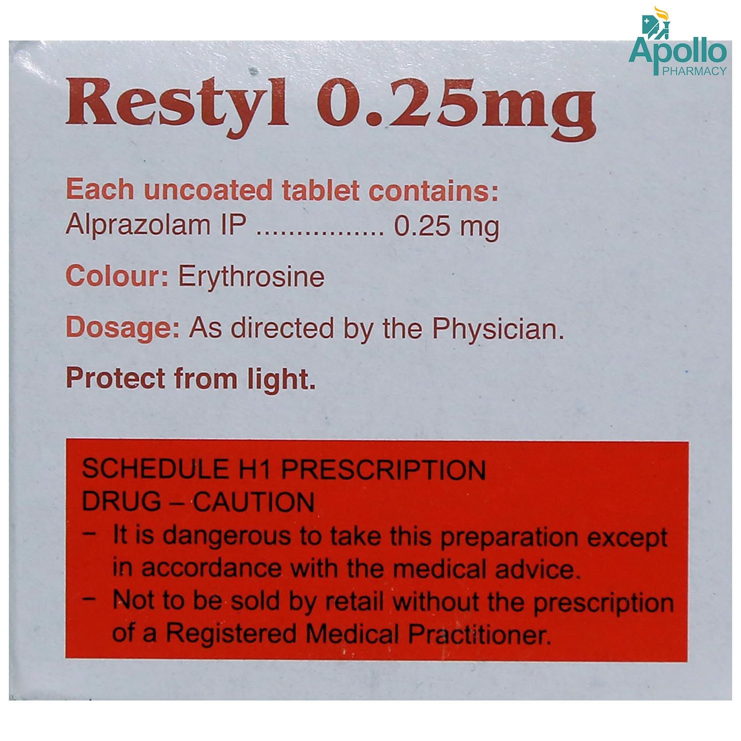 Restyl 0.25 mg Tablet 15's Price, Uses, Side Effects, Composition ...