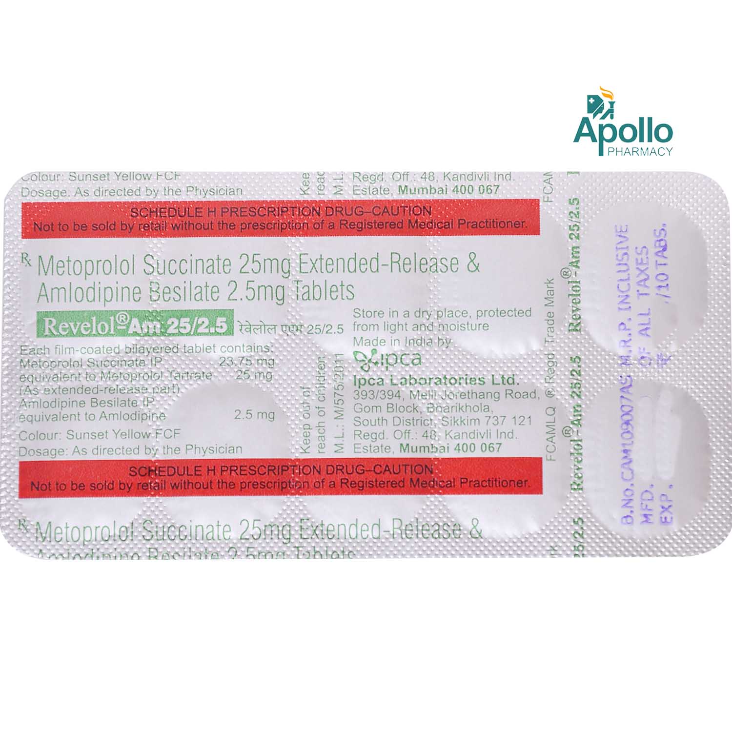 Revelol-AM 25/2.5 Tablet 10's Price, Uses, Side Effects, Composition ...