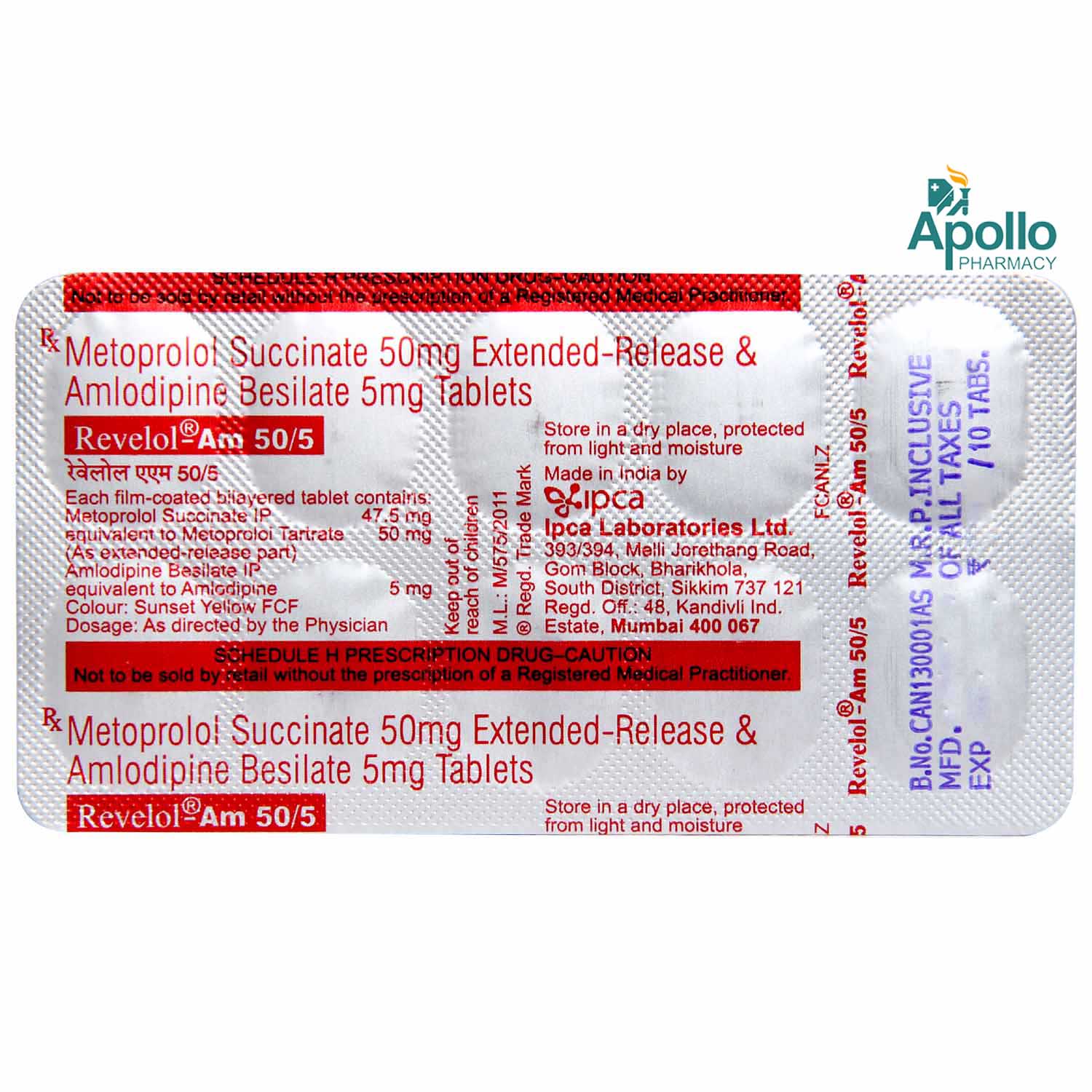 Revelol-Am 50/5 Tablet 10's Price, Uses, Side Effects, Composition ...