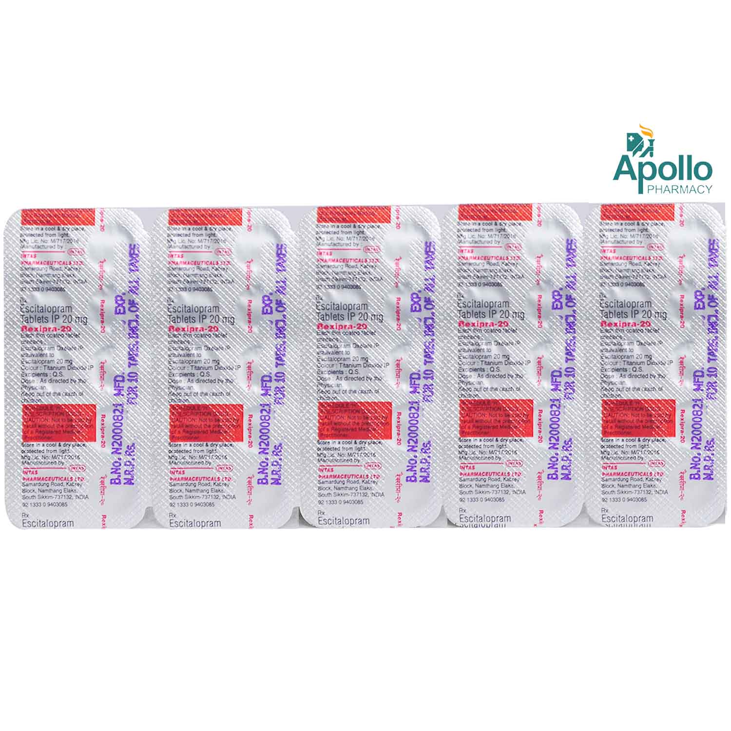 Rexipra-20 Tablet 10's Price, Uses, Side Effects, Composition - Apollo ...